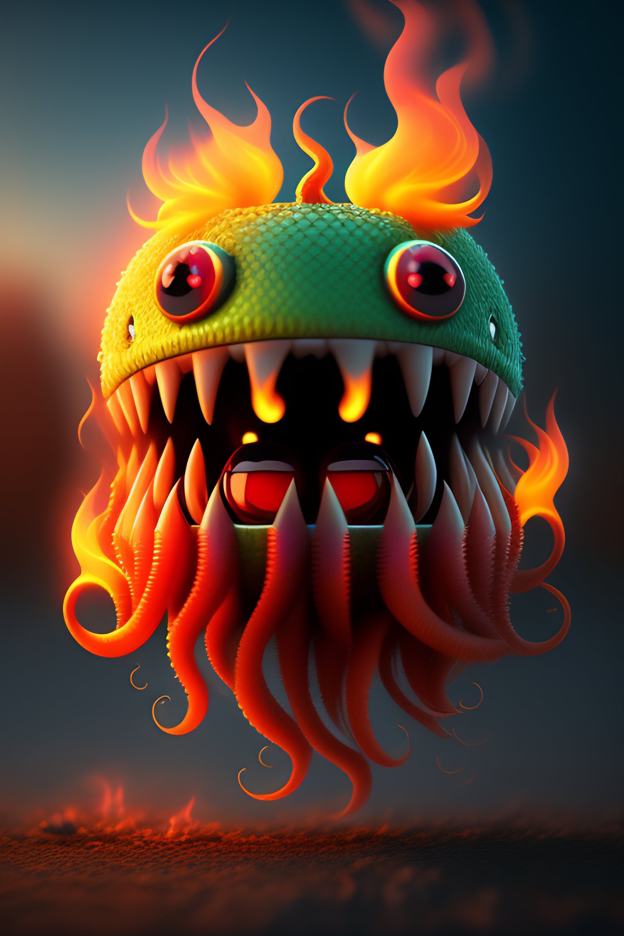 Lexica - Funny monster with 10 eyes, 3 mouths and 100 teeth, 5 ...