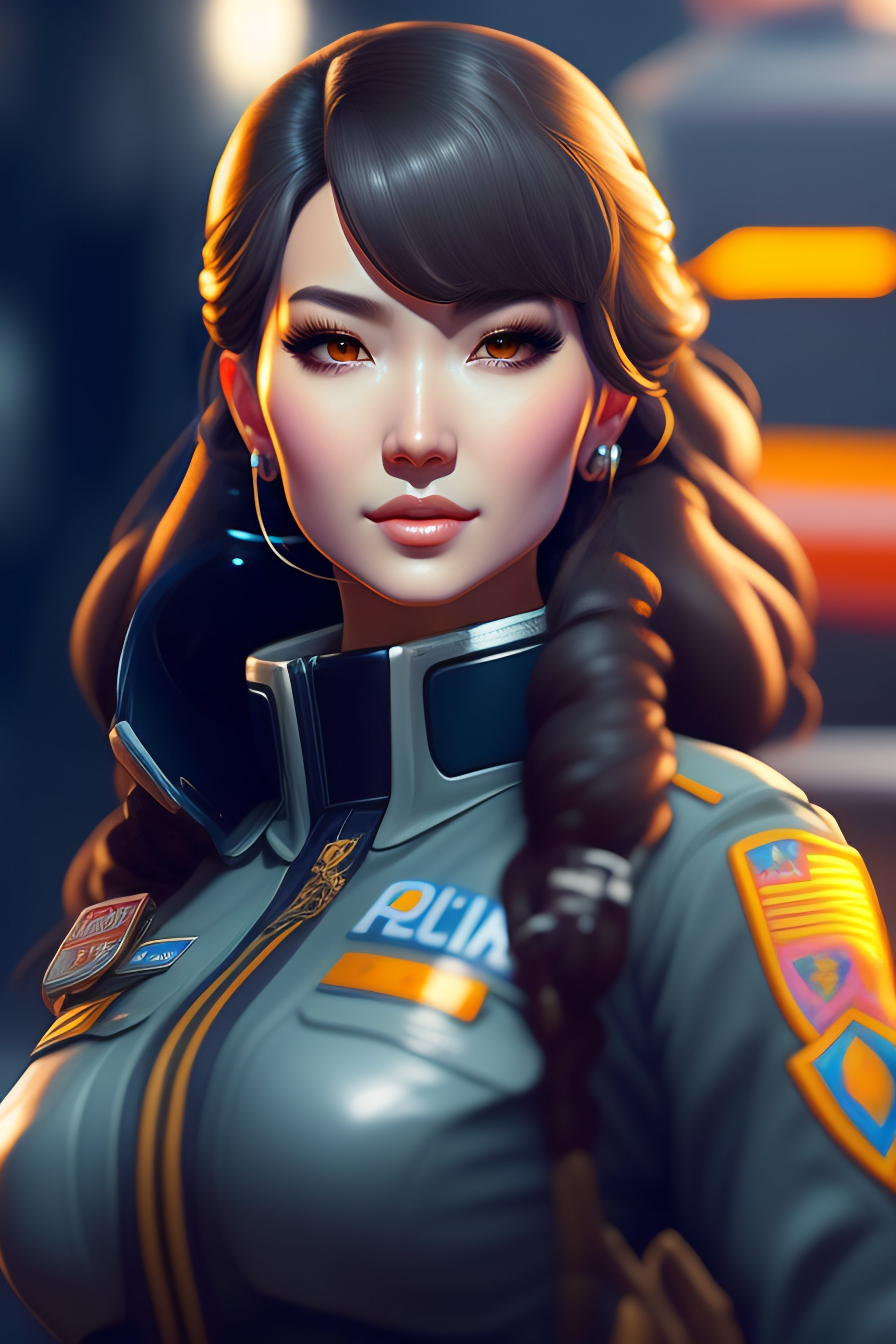 Lexica - Stunning Portrait of D.VA from Overwatch wearing a police ...