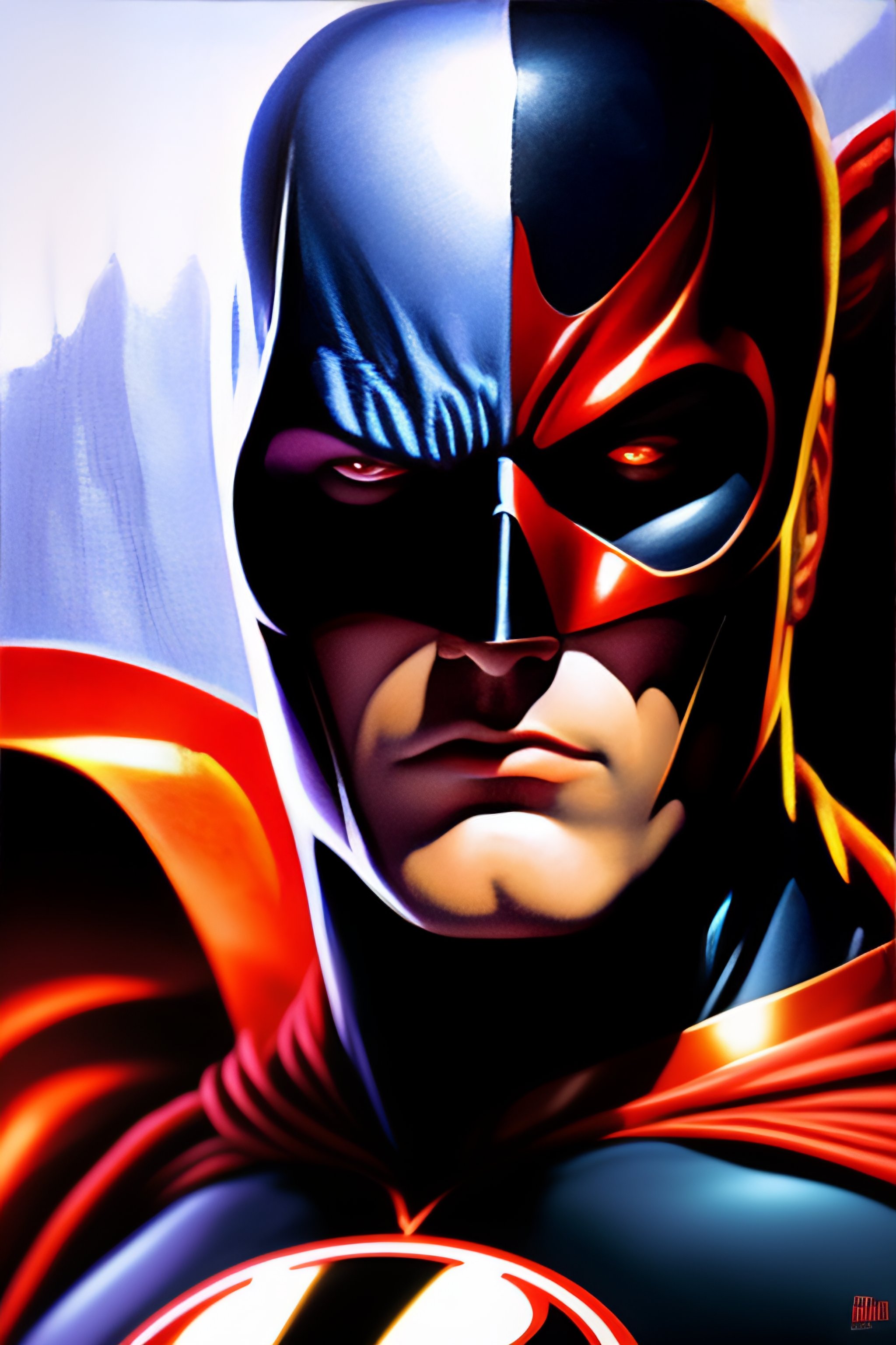 Lexica - Superhero with skull face gothic art by alex ross 4k hd