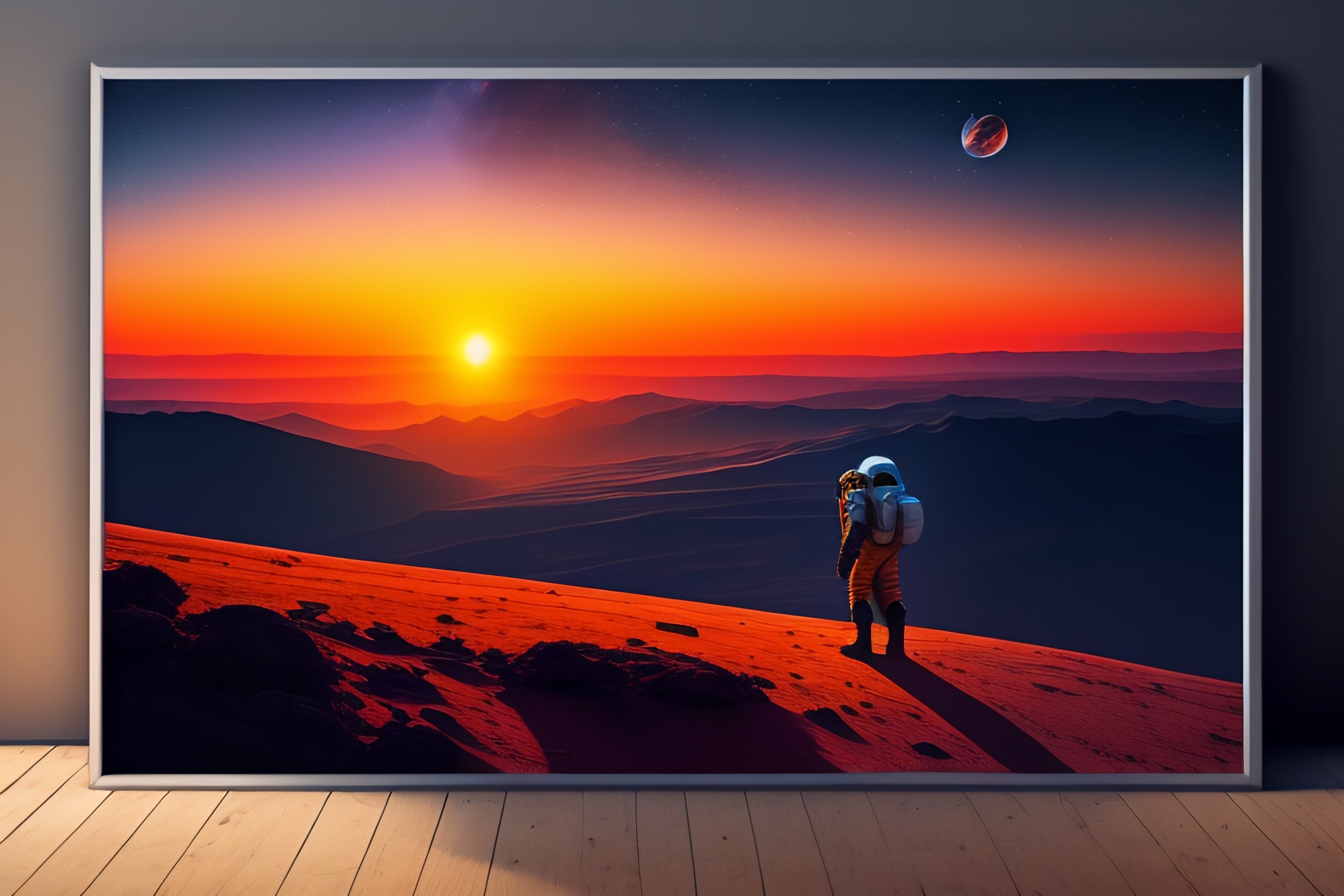 Lexica - Spaceman in the open space of mountain martian landscape at ...