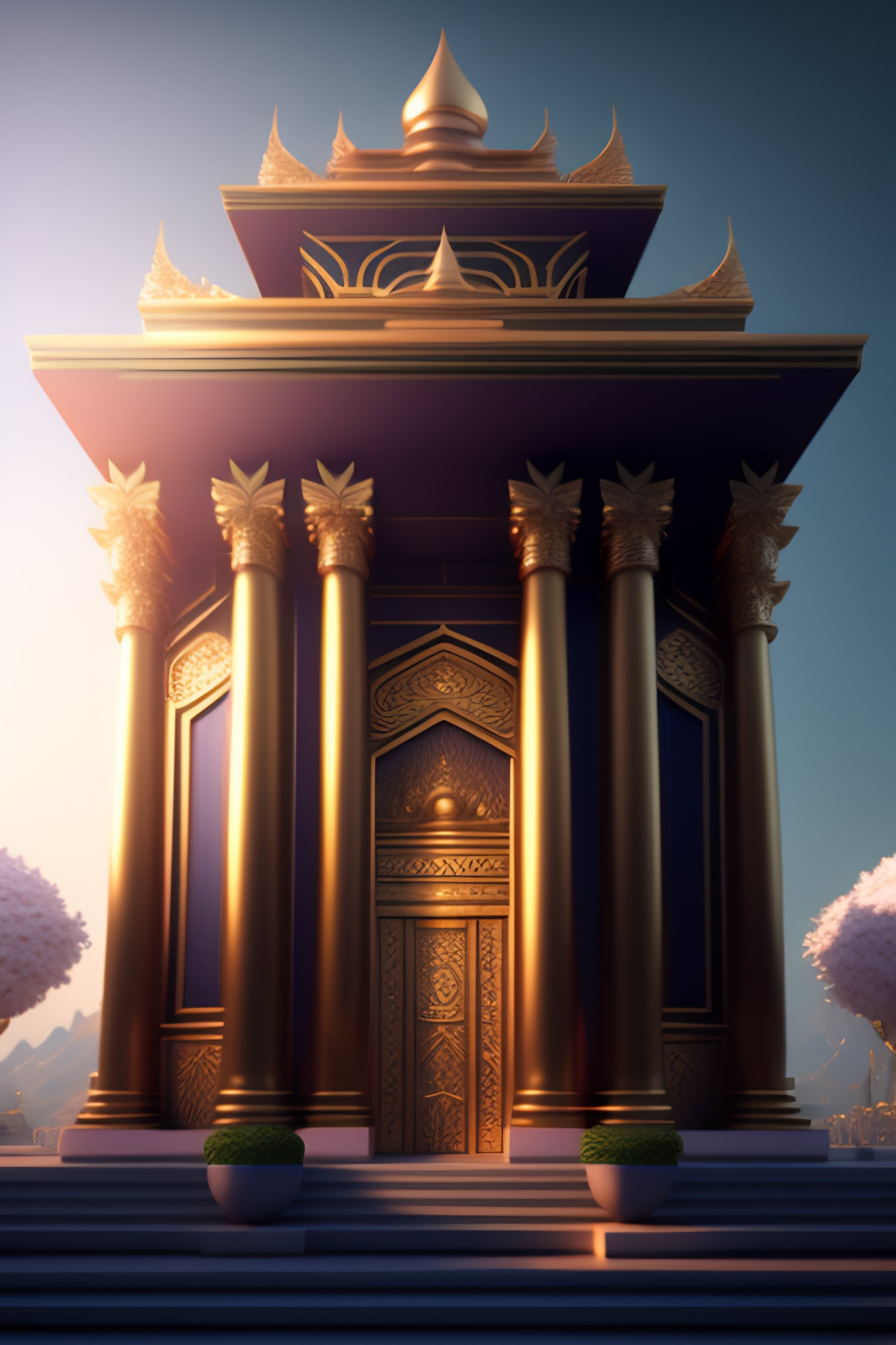 Lexica - A beautiful 3D matte painting of Goddess temple in heaven by ...