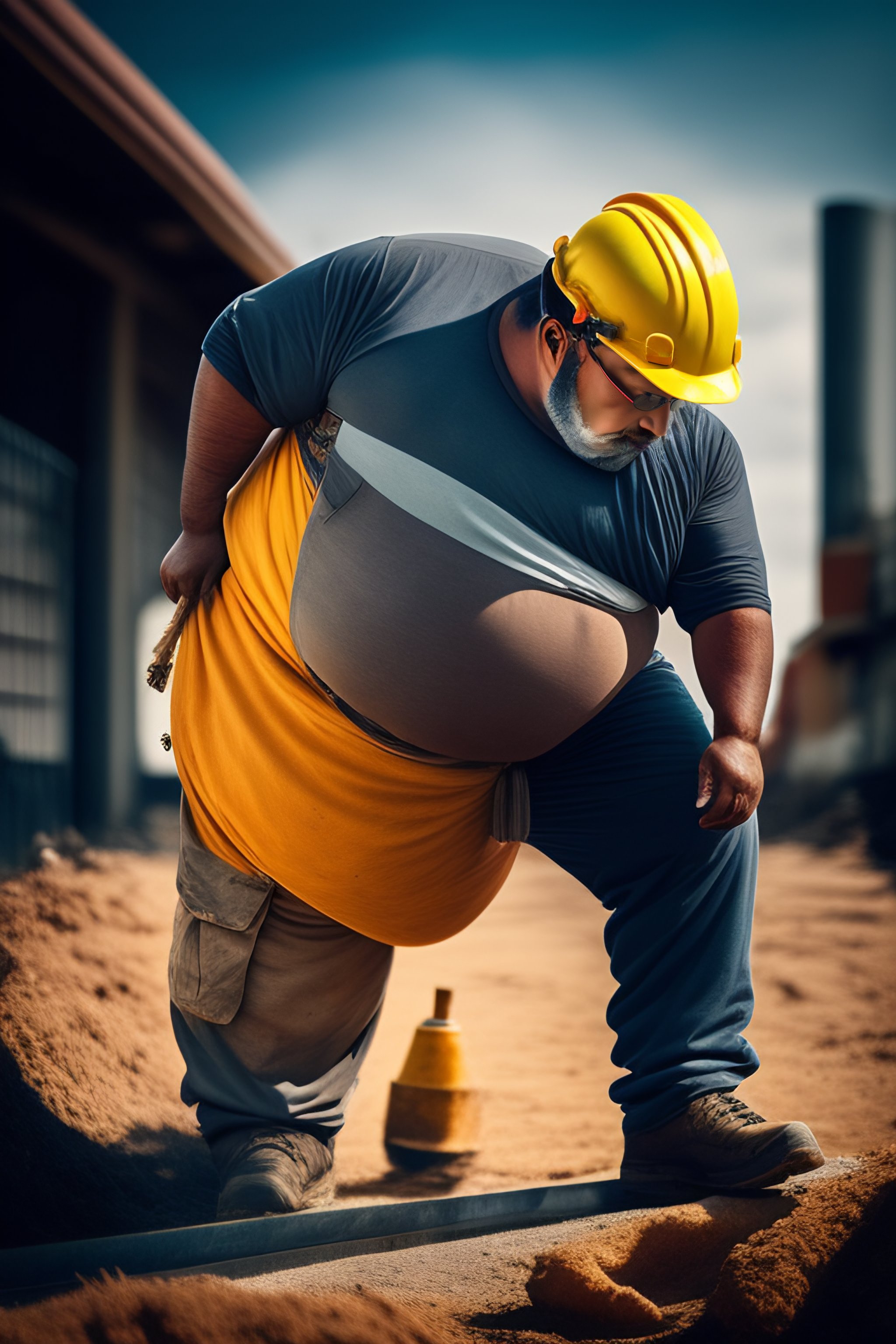 Lexica - A potbellied construction worker, with a (large belly ...