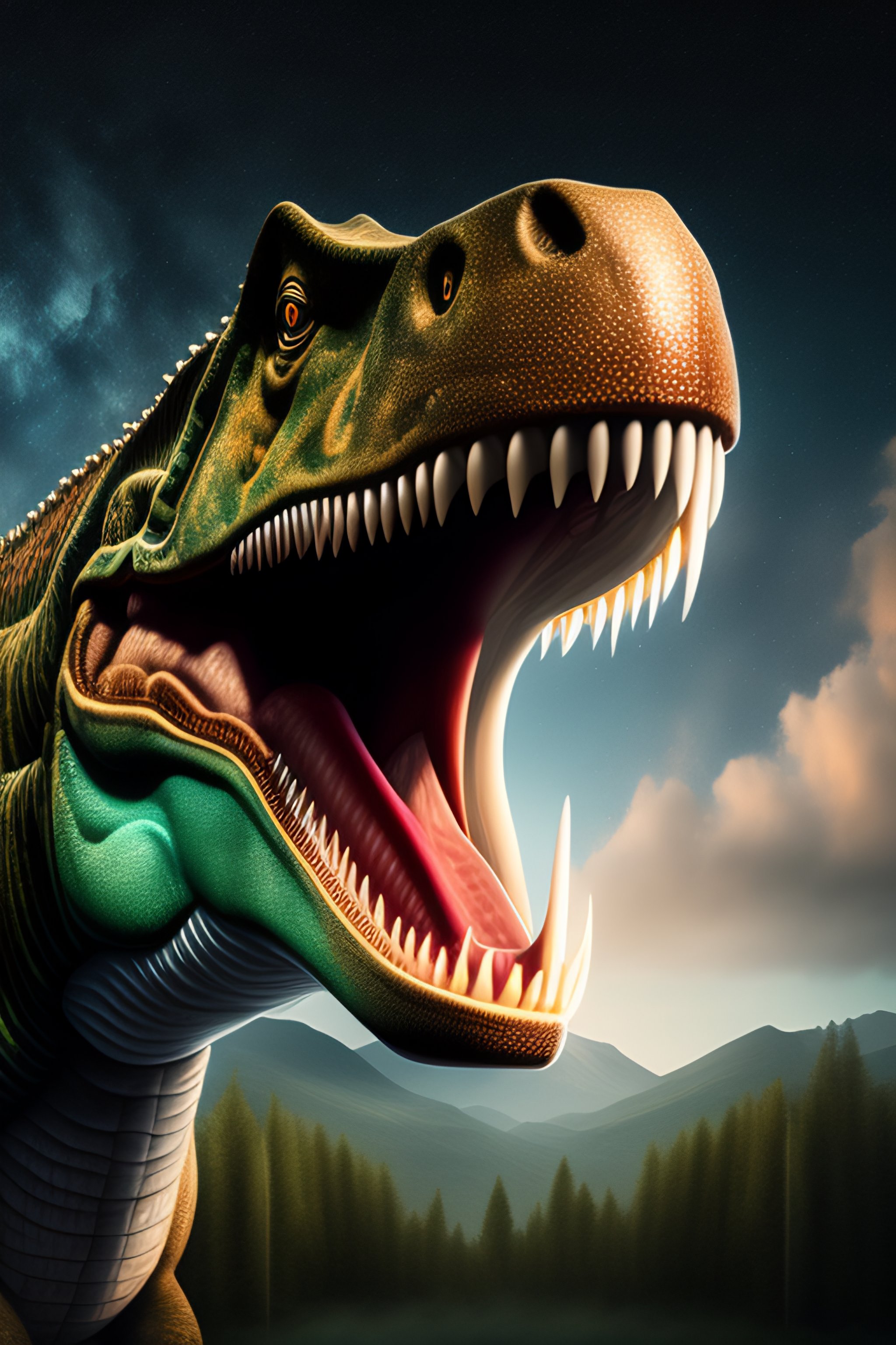 Lexica - Side on portrait of a Giganotosaurus, highly detailed face ...