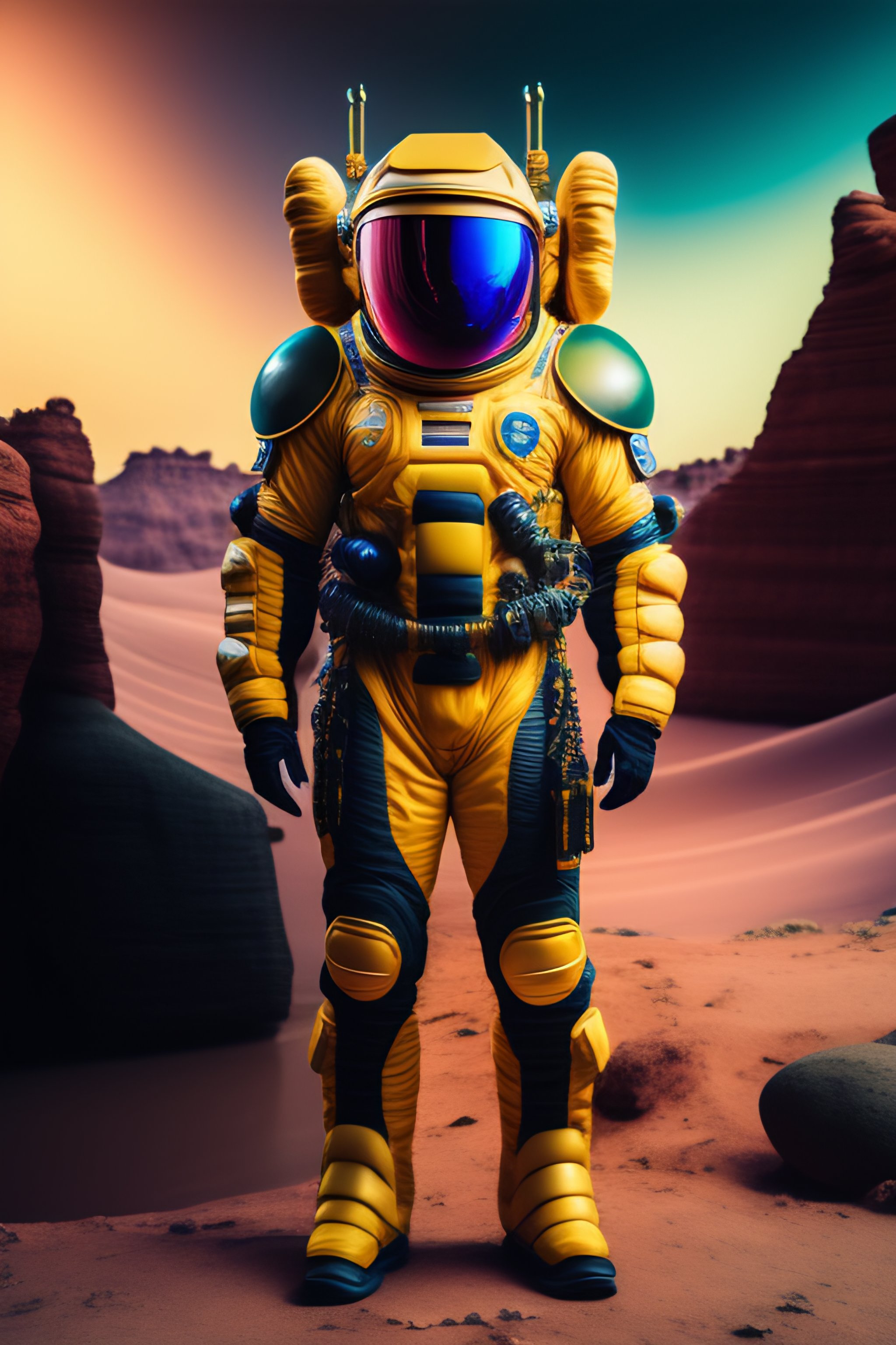 Lexica - Polaroid picture of a spartan space suit in alien planet ...