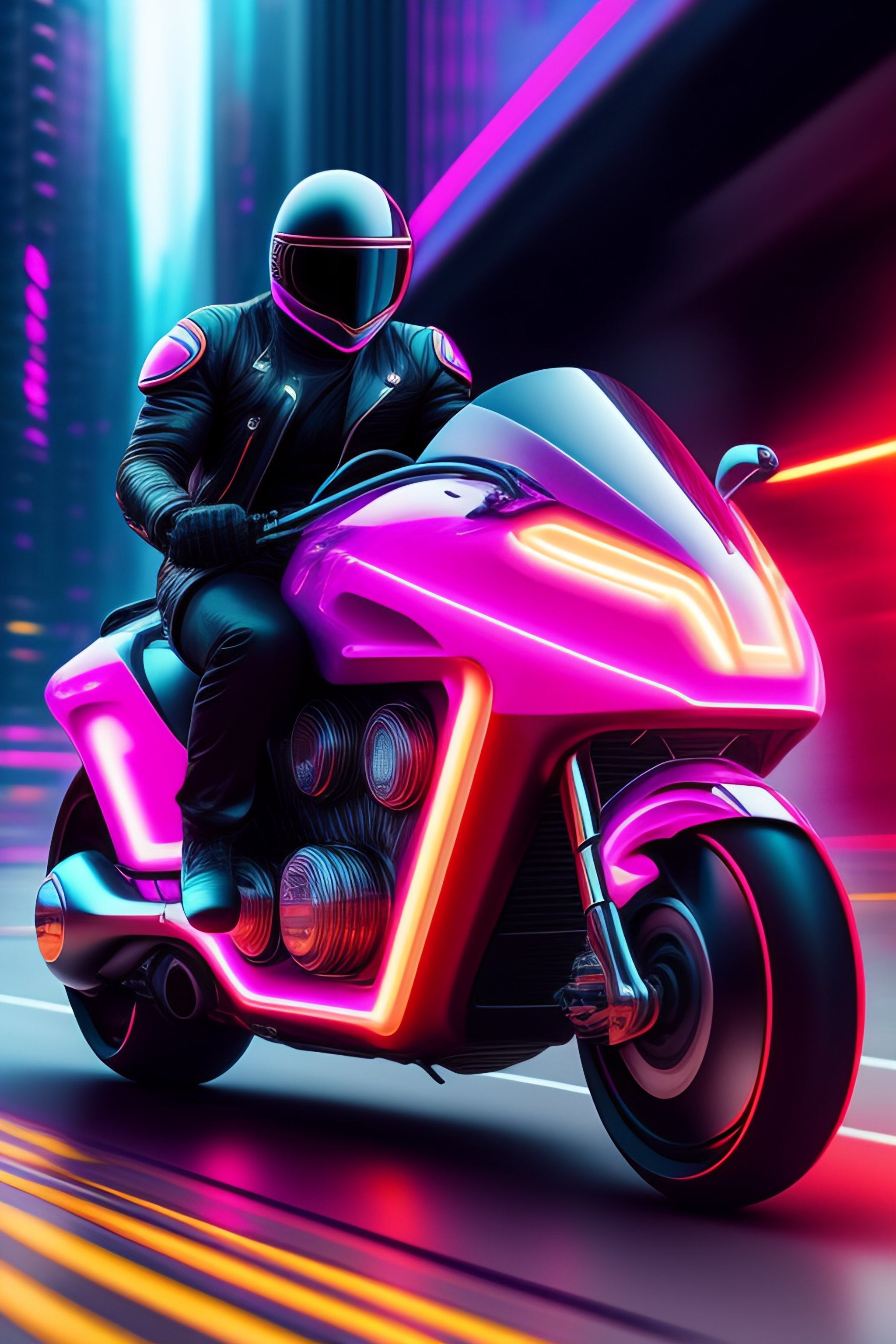 Lexica - Man driving a sport motorcycle in the future, neon, cyberpunk ...
