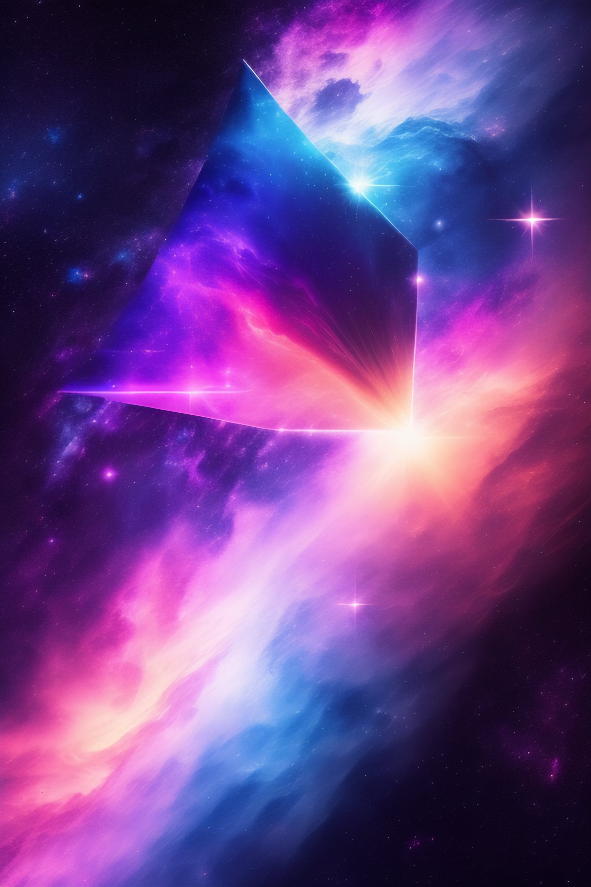Lexica - Triangles stars on a space nebula blue and pink