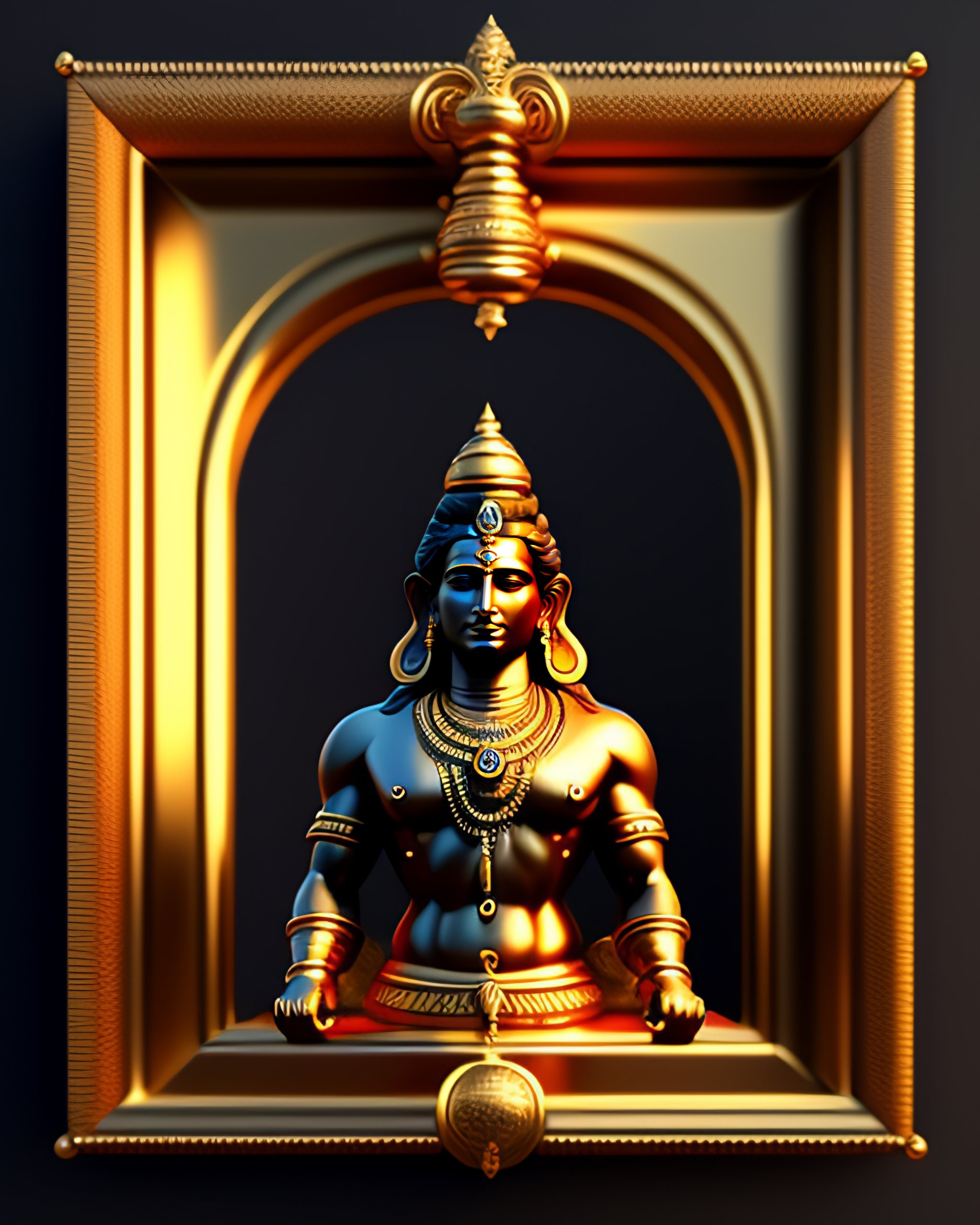 Lexica - A mirror art portrait of lord Shiva. Low angle camera view ...