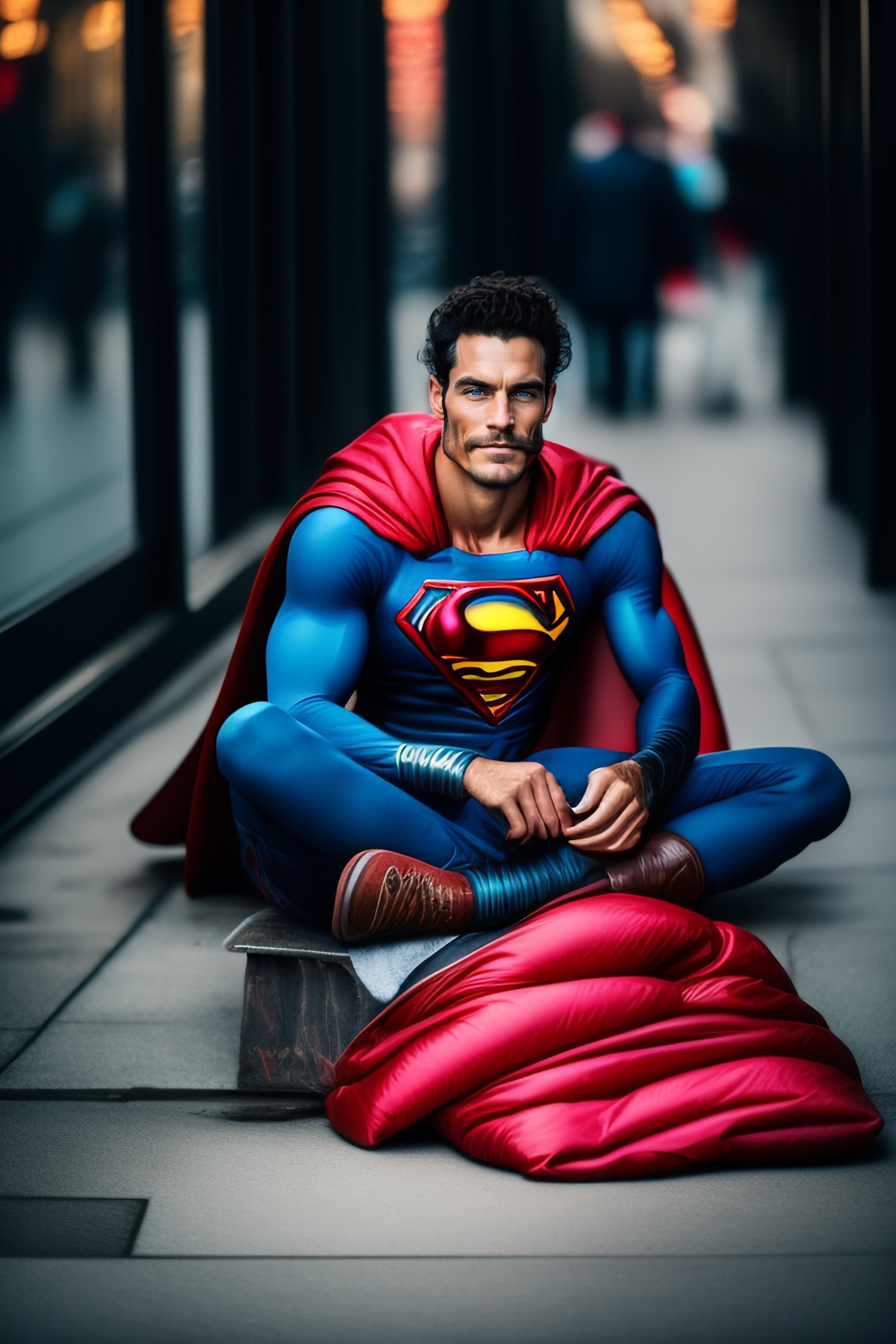 Lexica - Homeless person that looks like superman, professional photography