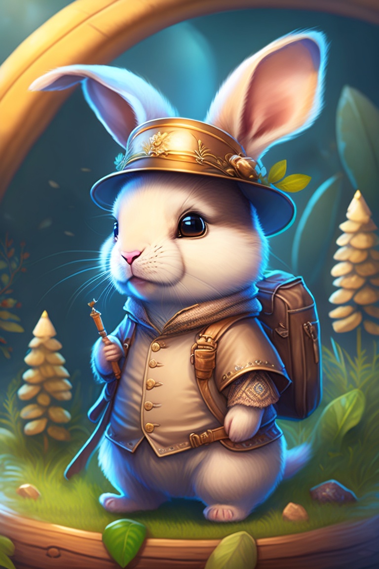 Lexica - Anthropomorphic illustration of a cute rabbit as an adventurer ...