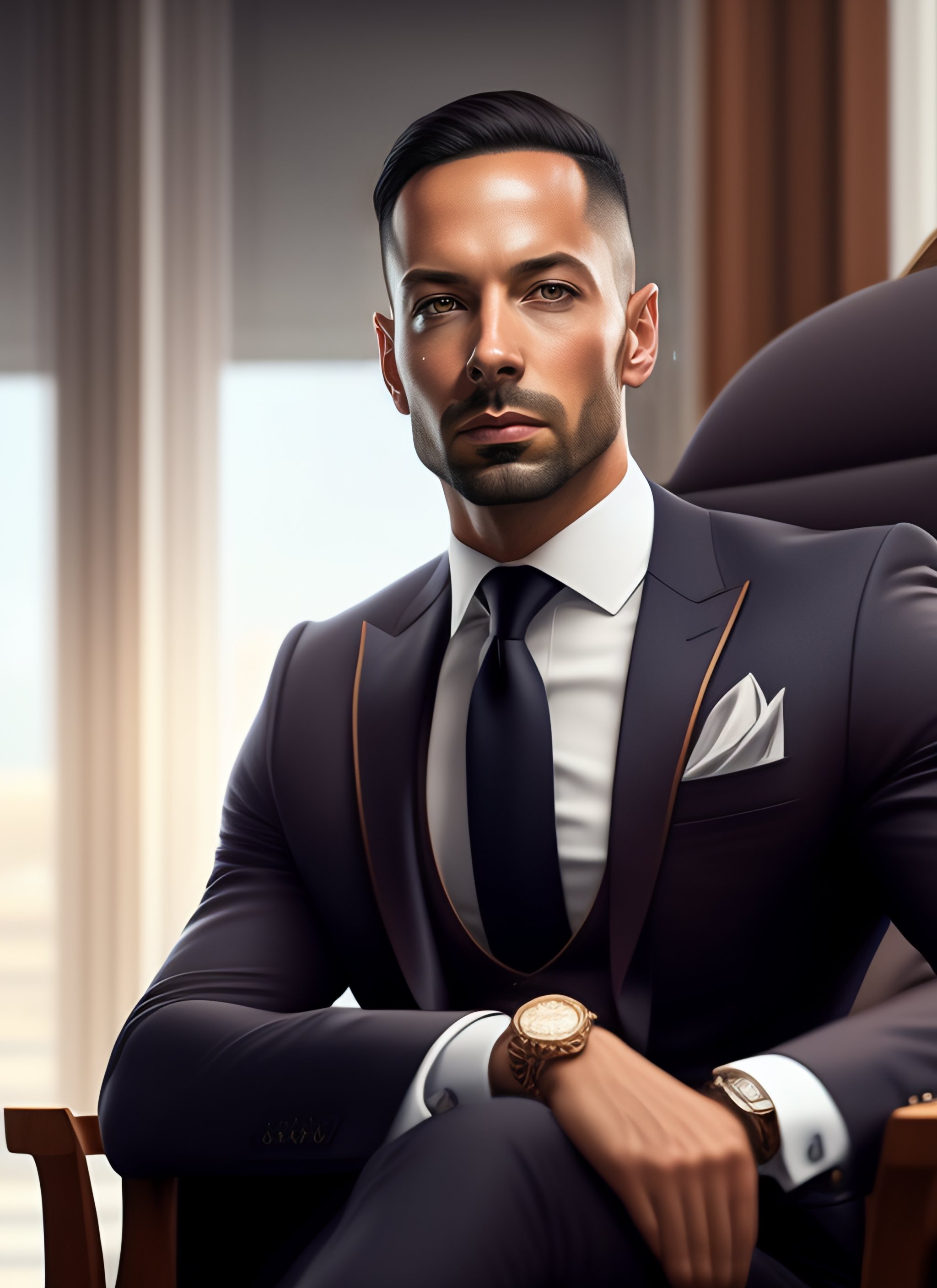 Lexica - A highly detailed illustration of Andrew Tate wearing a suit ...