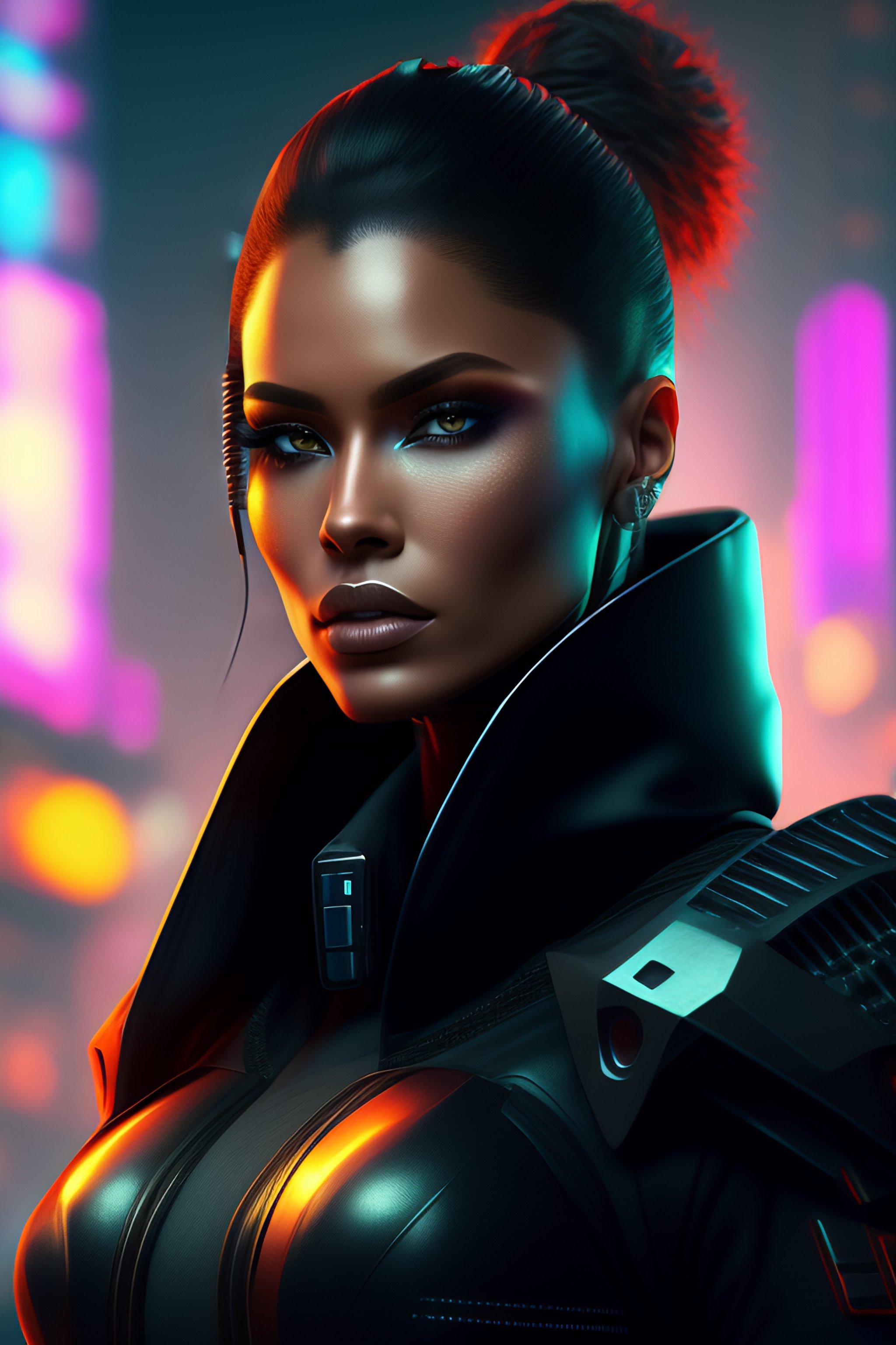 Lexica - Futuristic cyberpunk assassin in a futuristic cyberpunk city