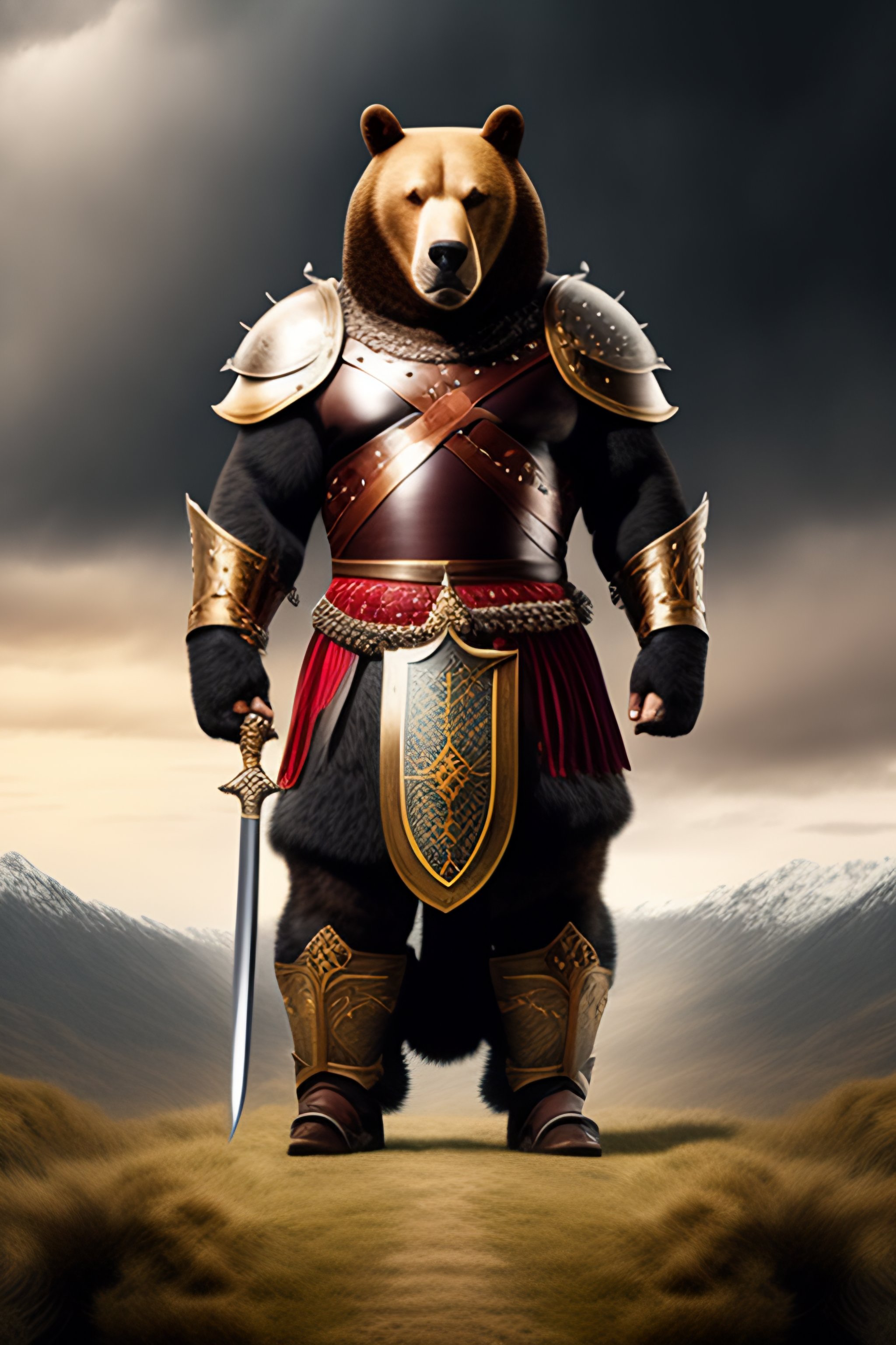 Lexica - Viking bear in armor with a big sword