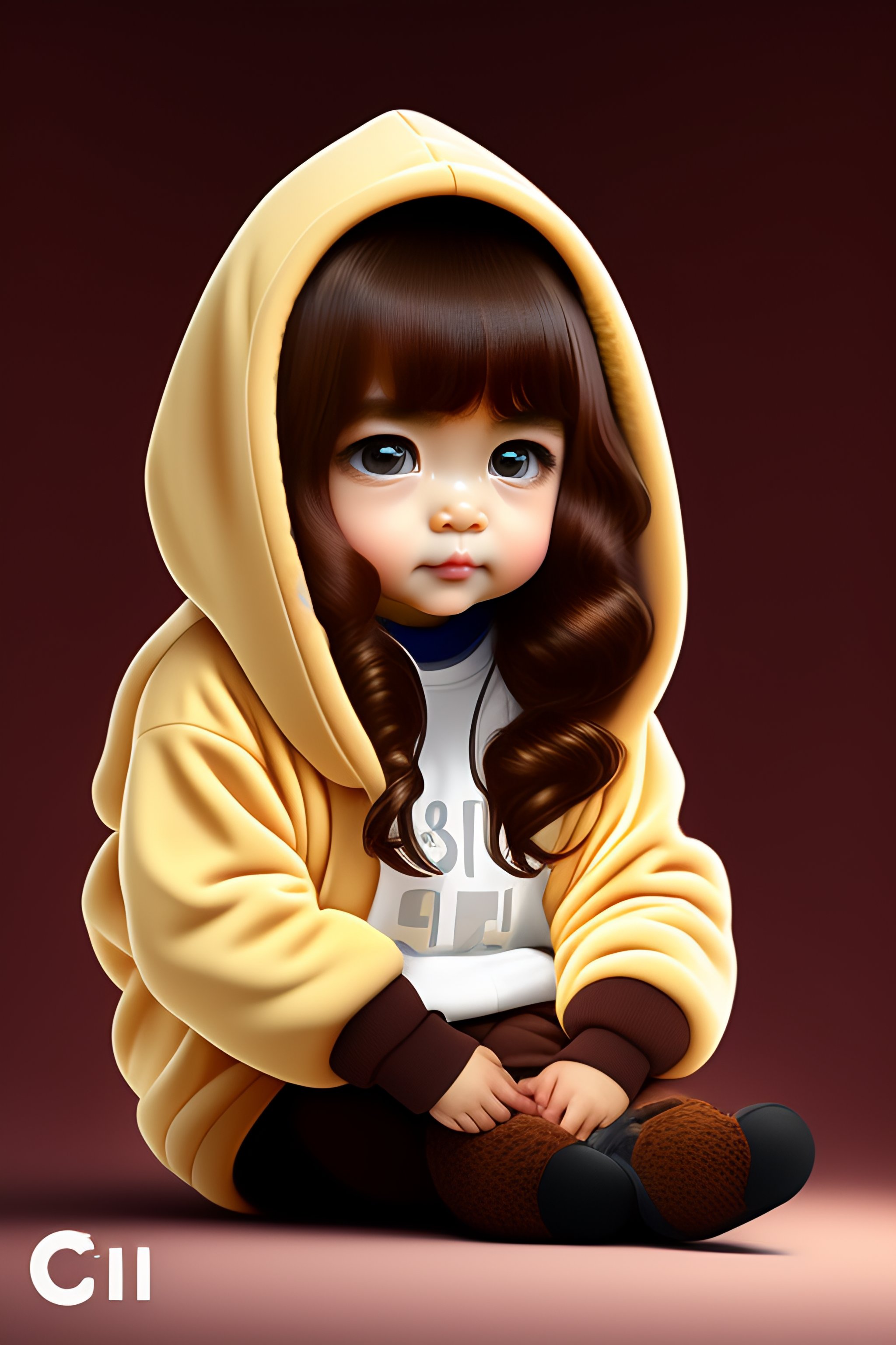 Lexica - Chibi girl with long hair wearing oversized hoodie and thigh ...