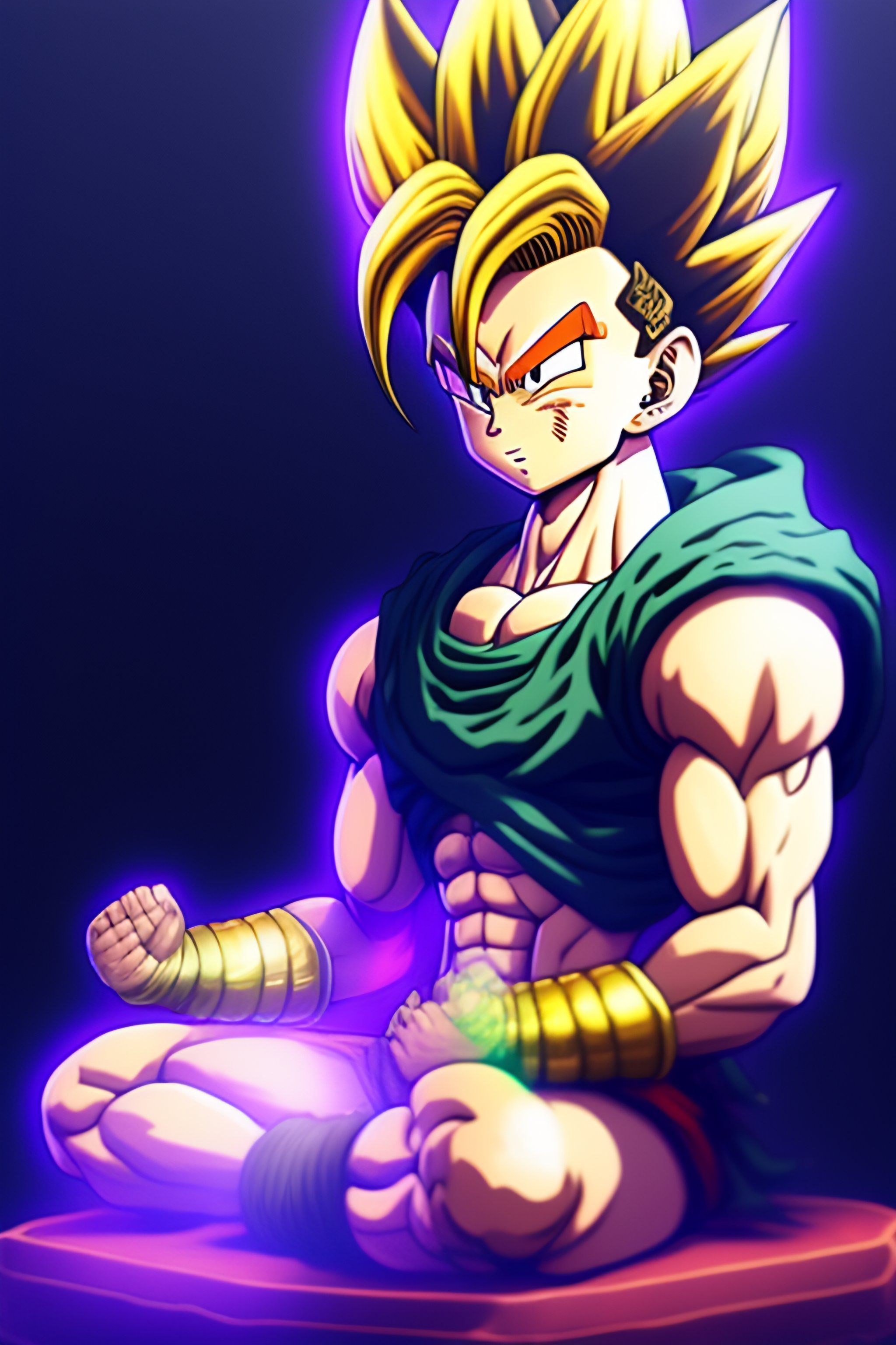 Lexica - Sketch of a dragon ball z character seated in meditation