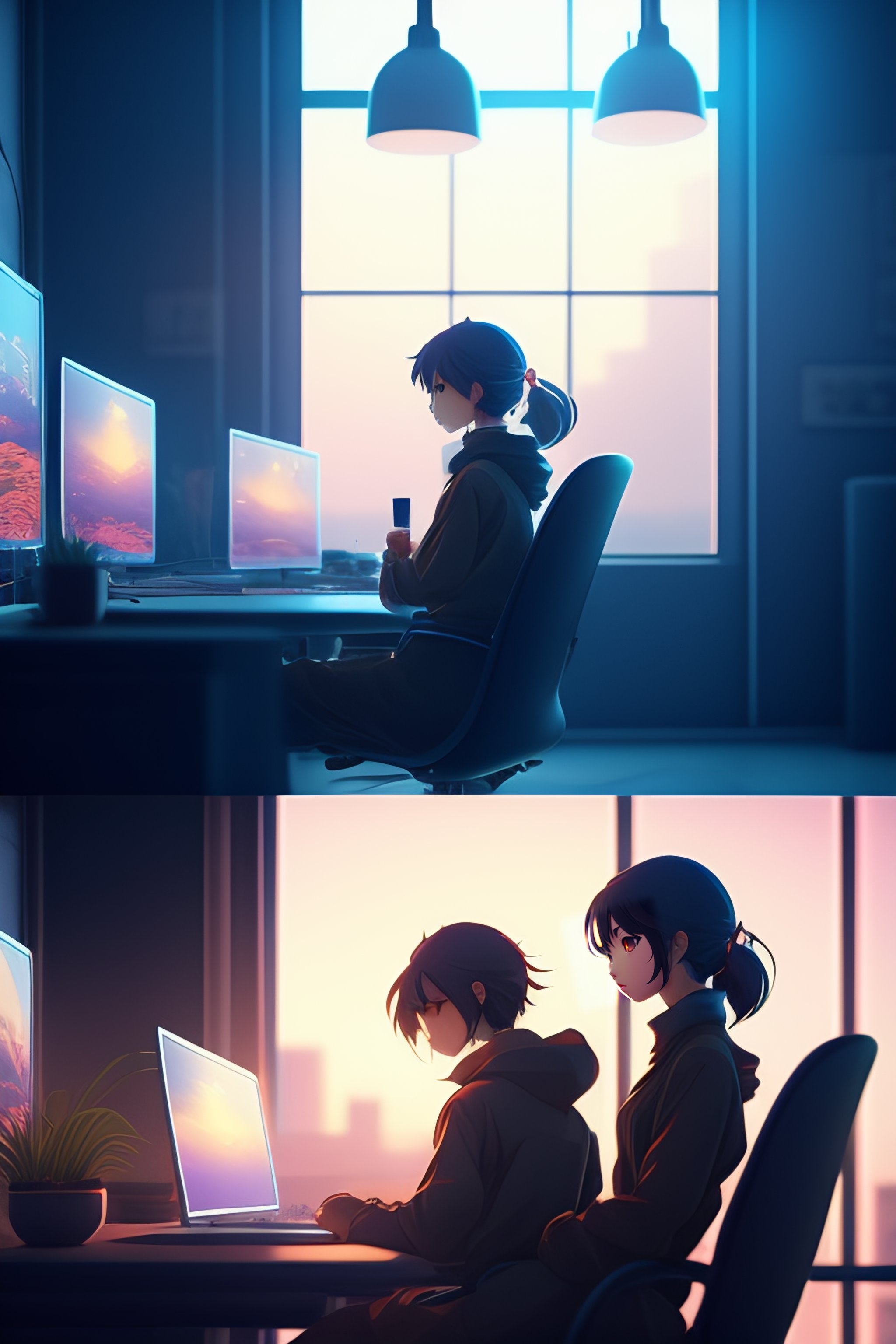 Lexica - Create a high resolution artwork of Anime Girl is programming ...