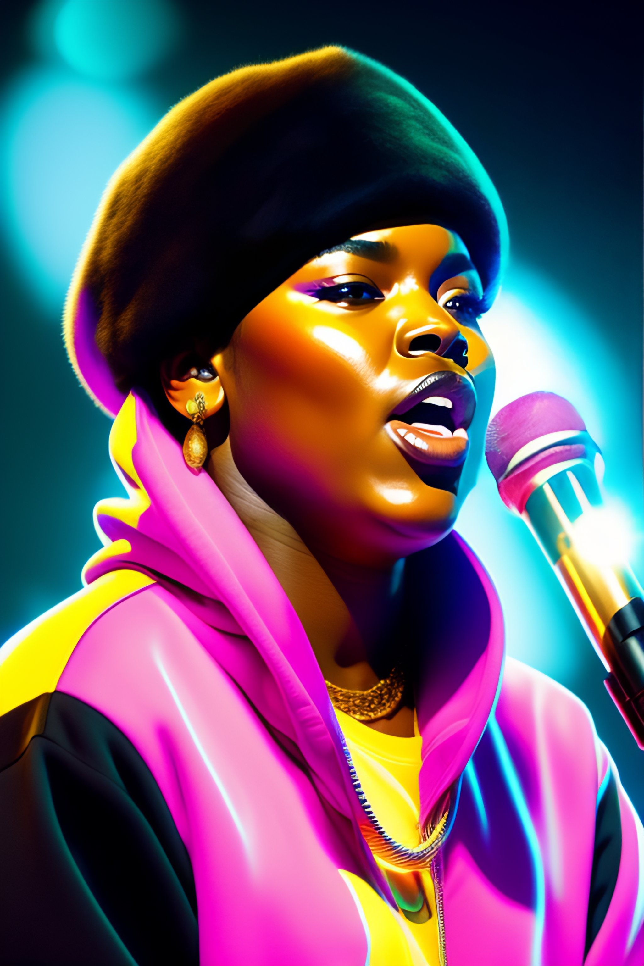 Lexica - Panda bear with sweatshirt, wide pants, singing with a ...