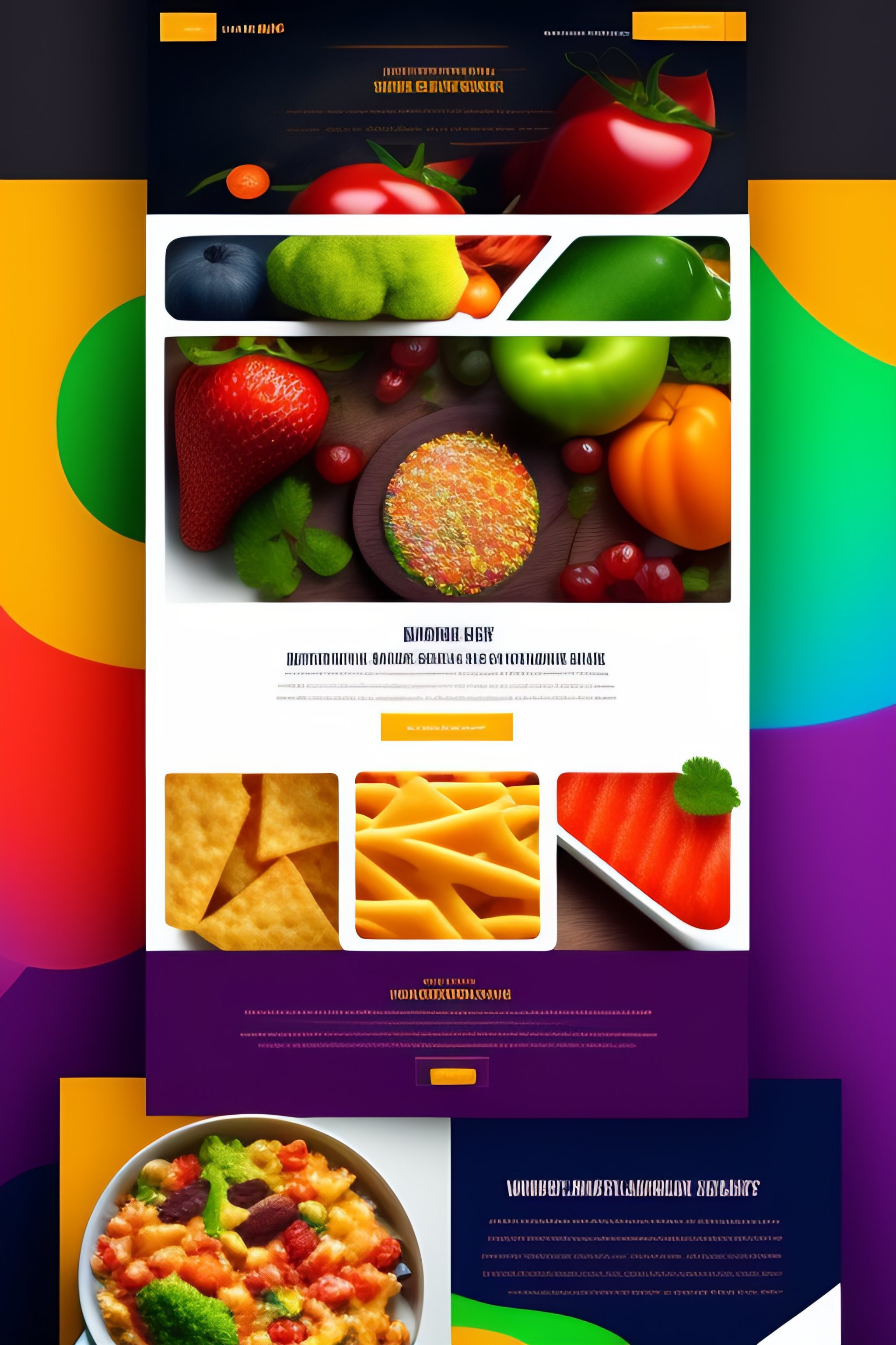Lexica - Full website landing page for a snack food, very bright and ...