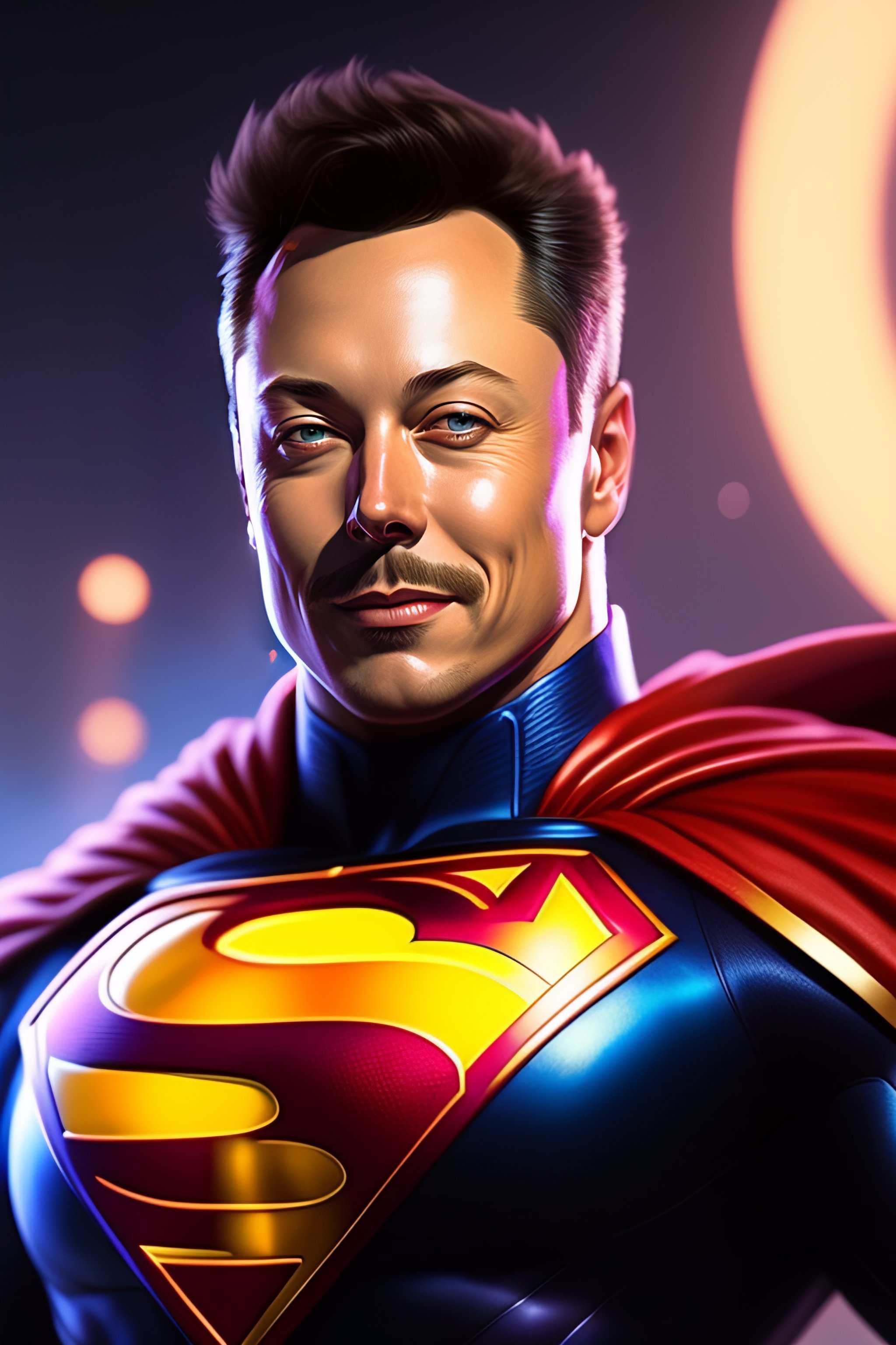 Lexica - Highly detailed portrait of elon musk , dressed as superman ...