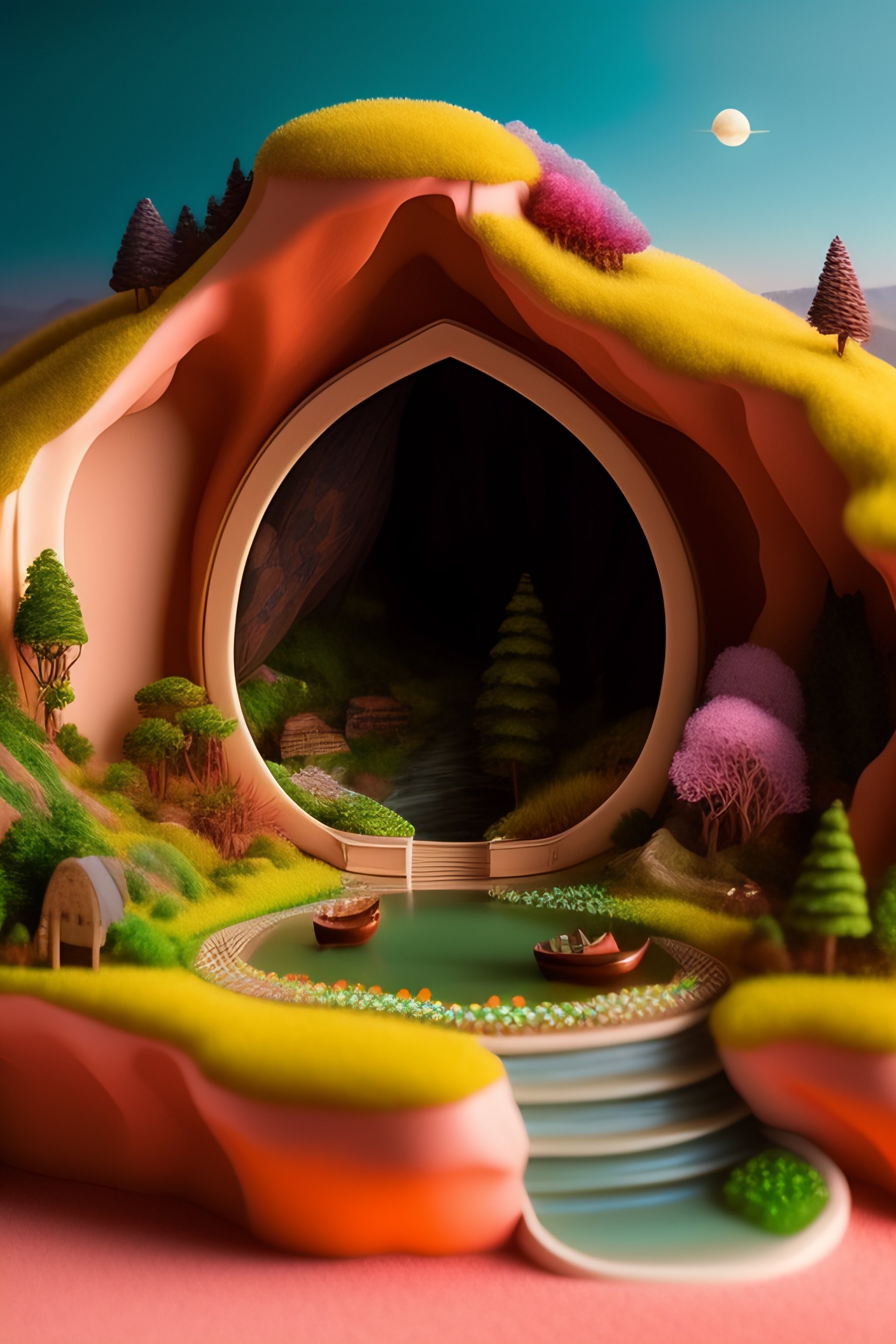Lexica - The shire from lord of the rings, wes anderson style, diorama ...