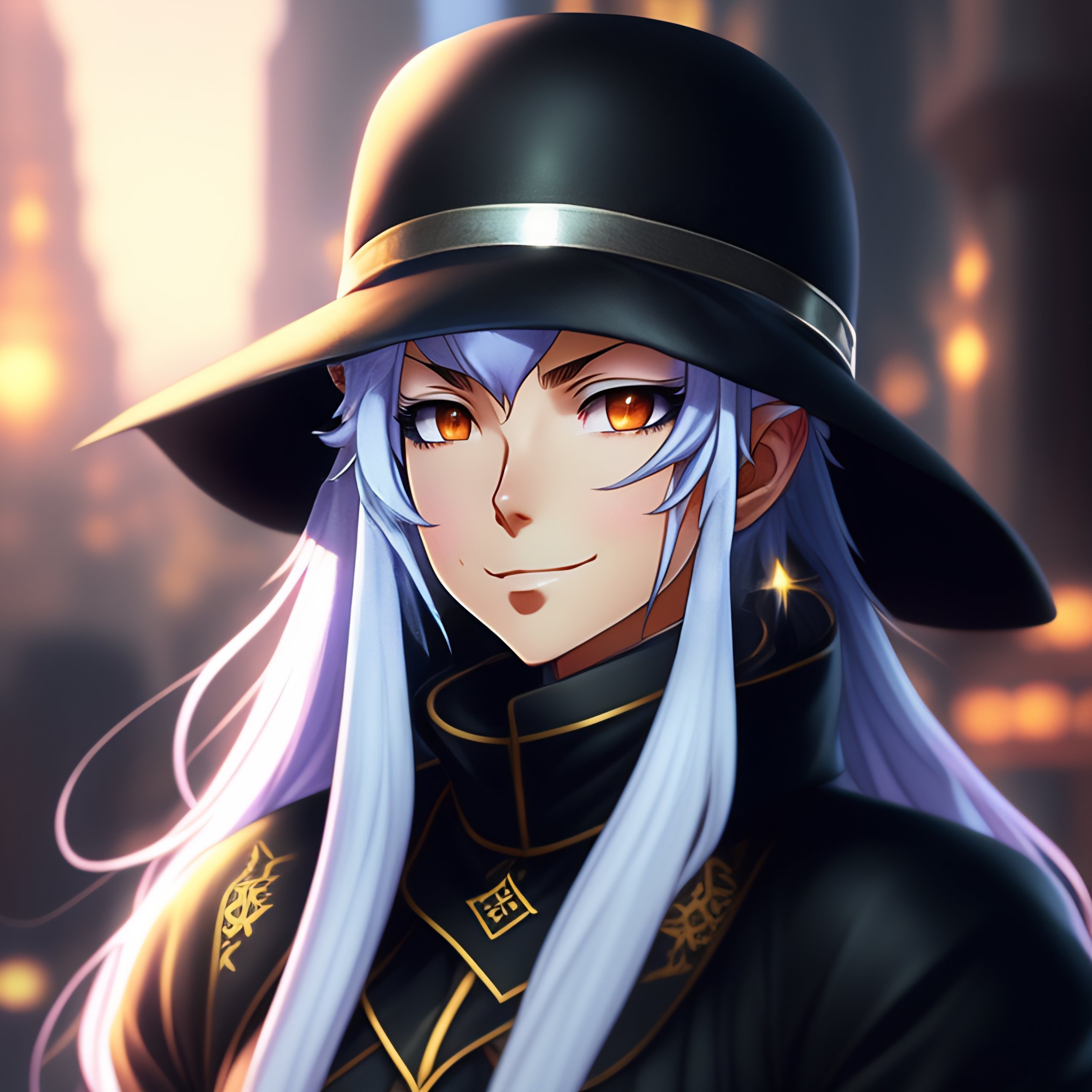 Lexica - Anime, mage, black mage hat, silver hair, High quality, high ...