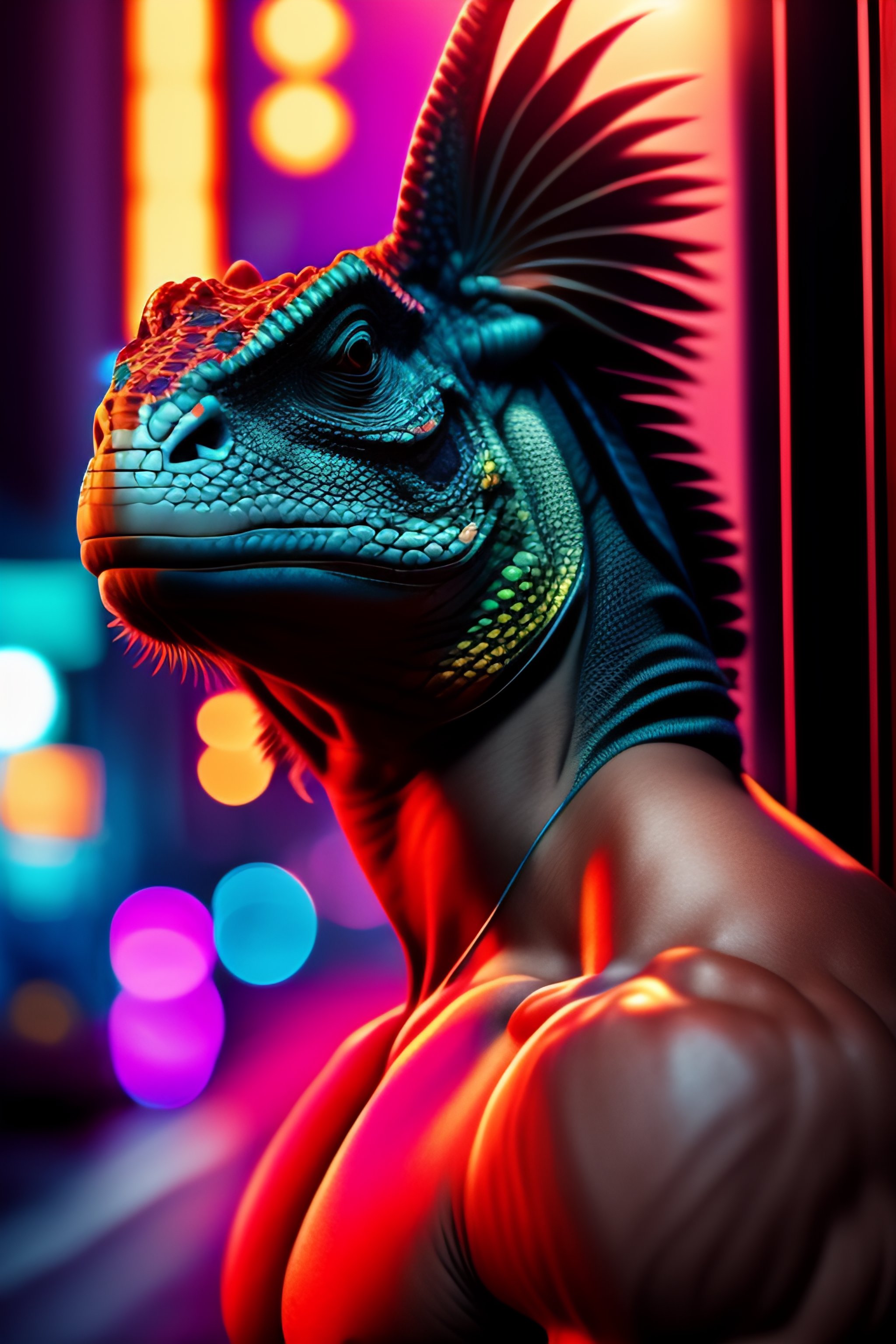 Lexica - Manly muscular human iguana hybrid stroking chin in an ...