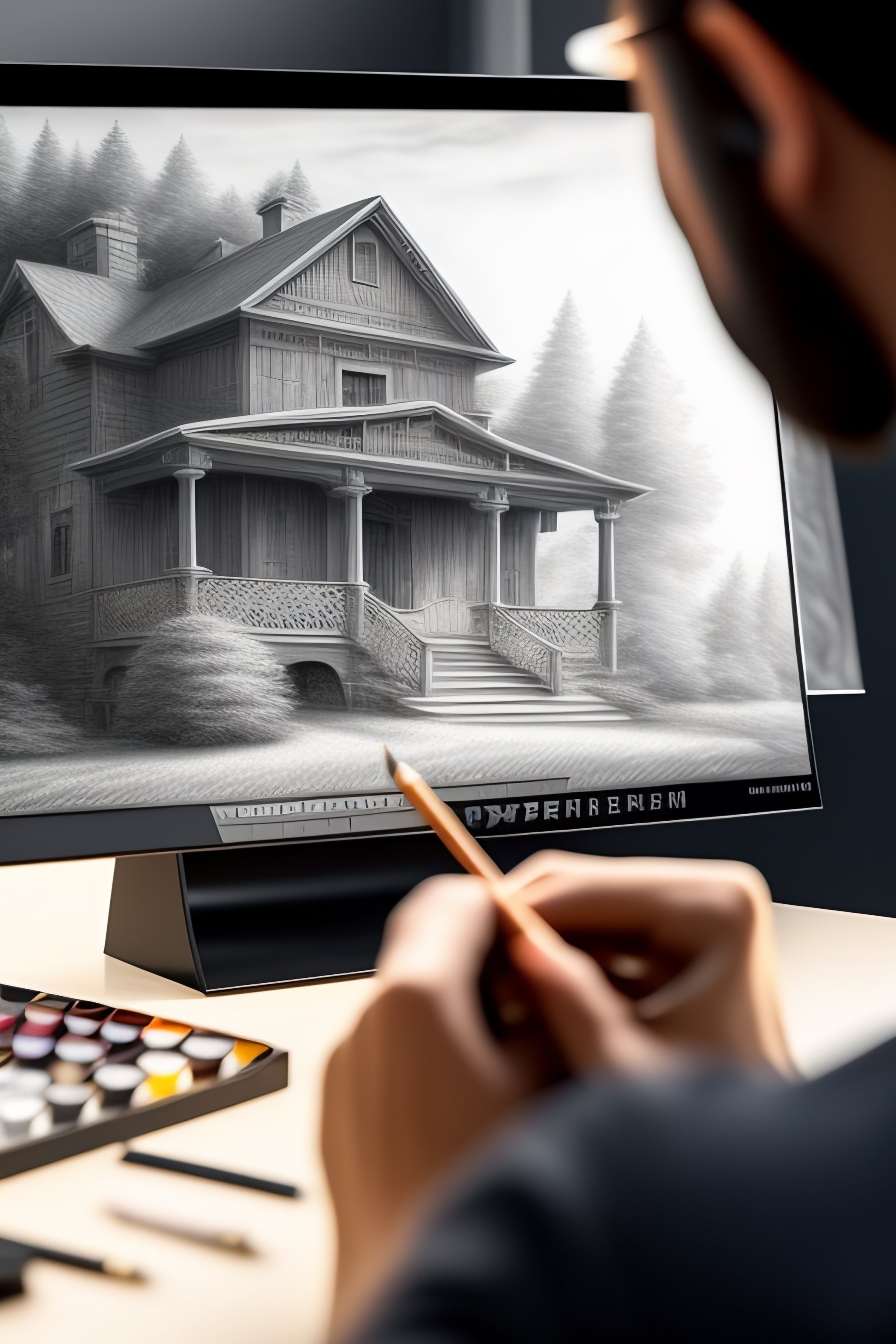 Lexica - A person is sitting at the computer and doing prompt ...