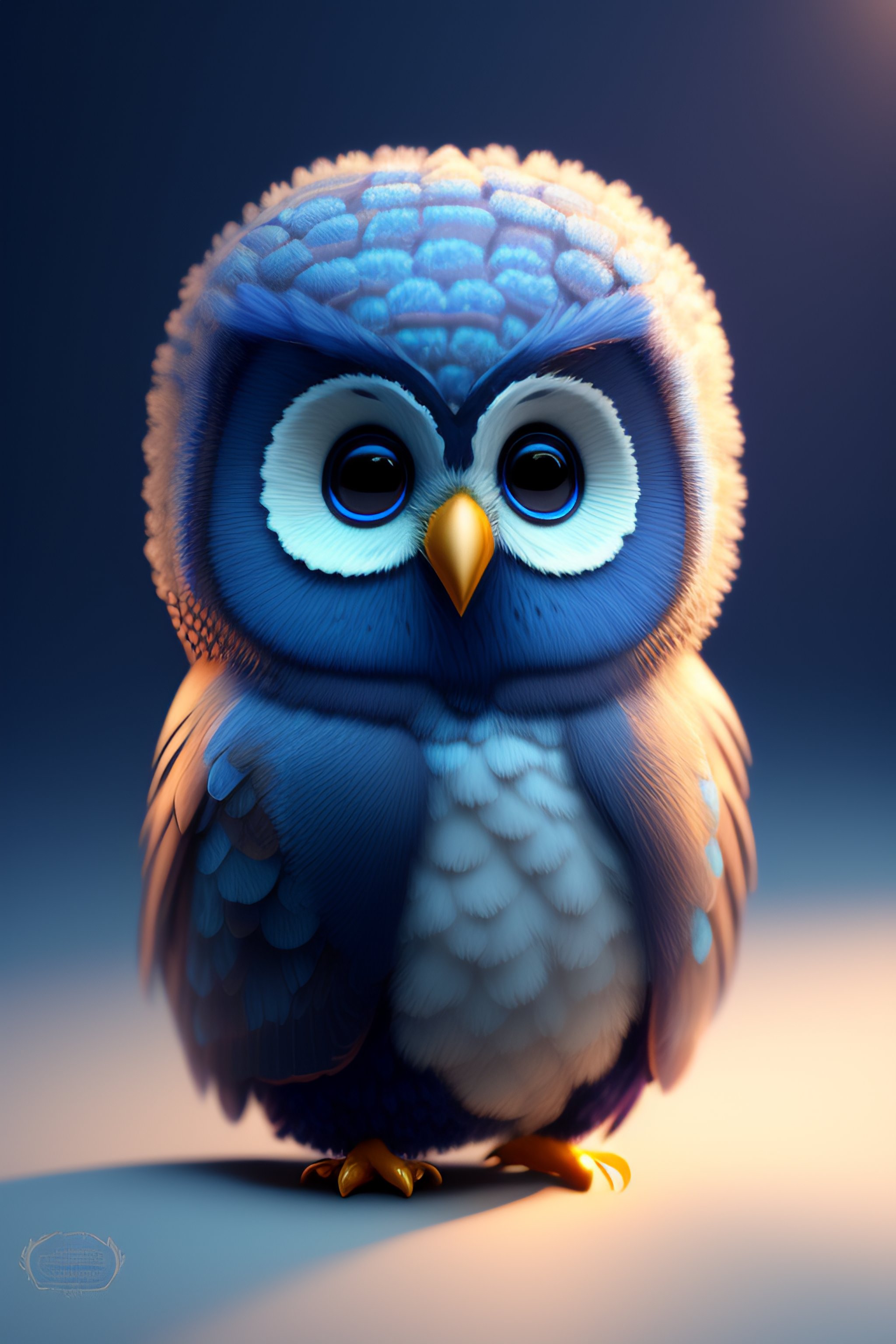 Lexica - Cute small blue owl flying unreal engine, cozy indoor lighting ...
