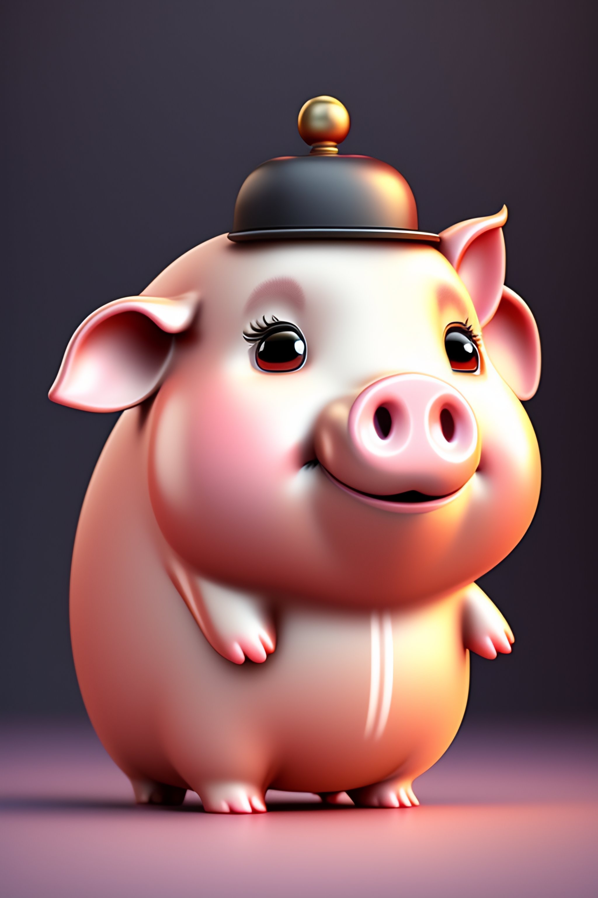 Lexica - Sad cute pig cartoon character in old Disney style in 2d