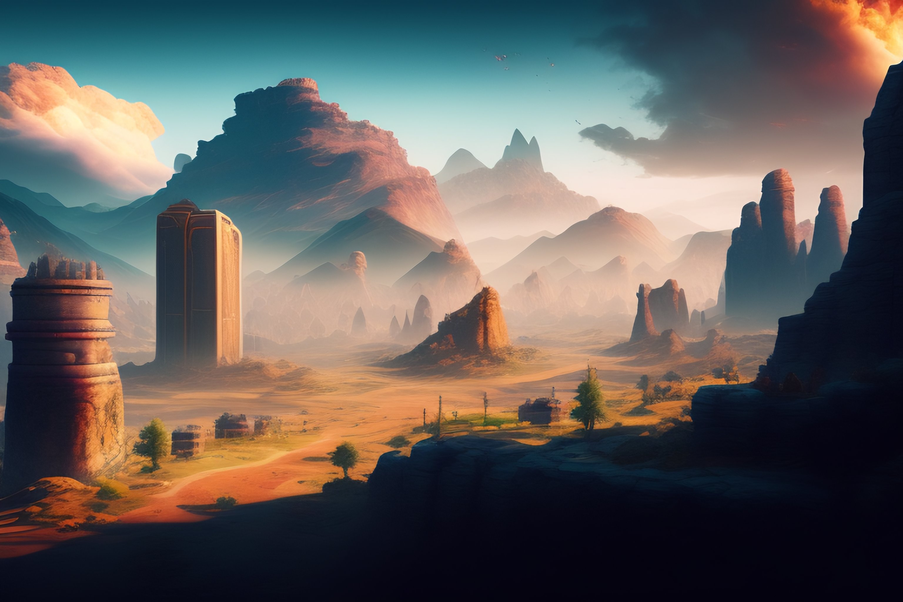 Lexica - Rock based livable city with people, ancient architecture ...