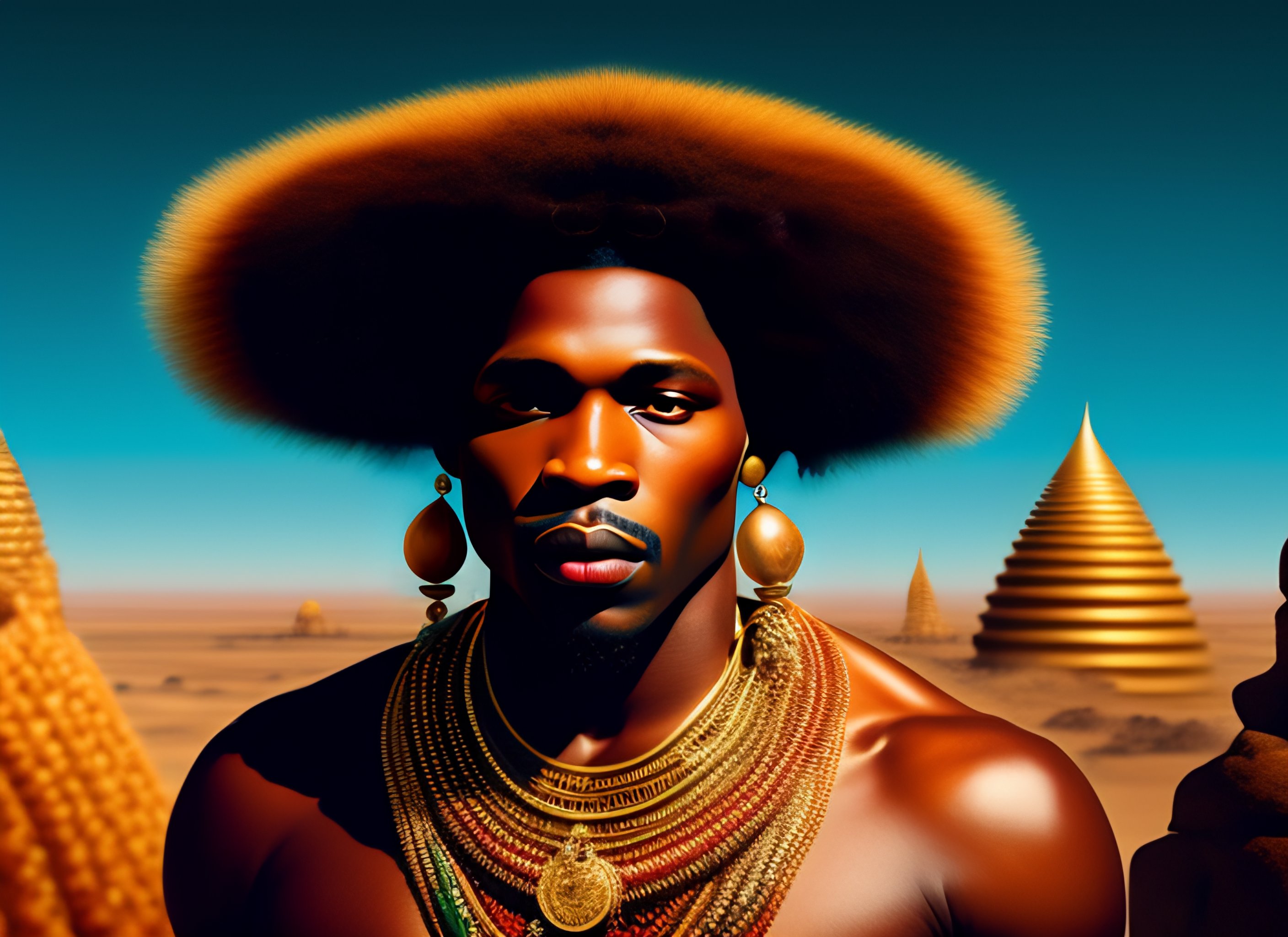 Lexica - Surreal illustration of the legendary King Chaka the Zulu