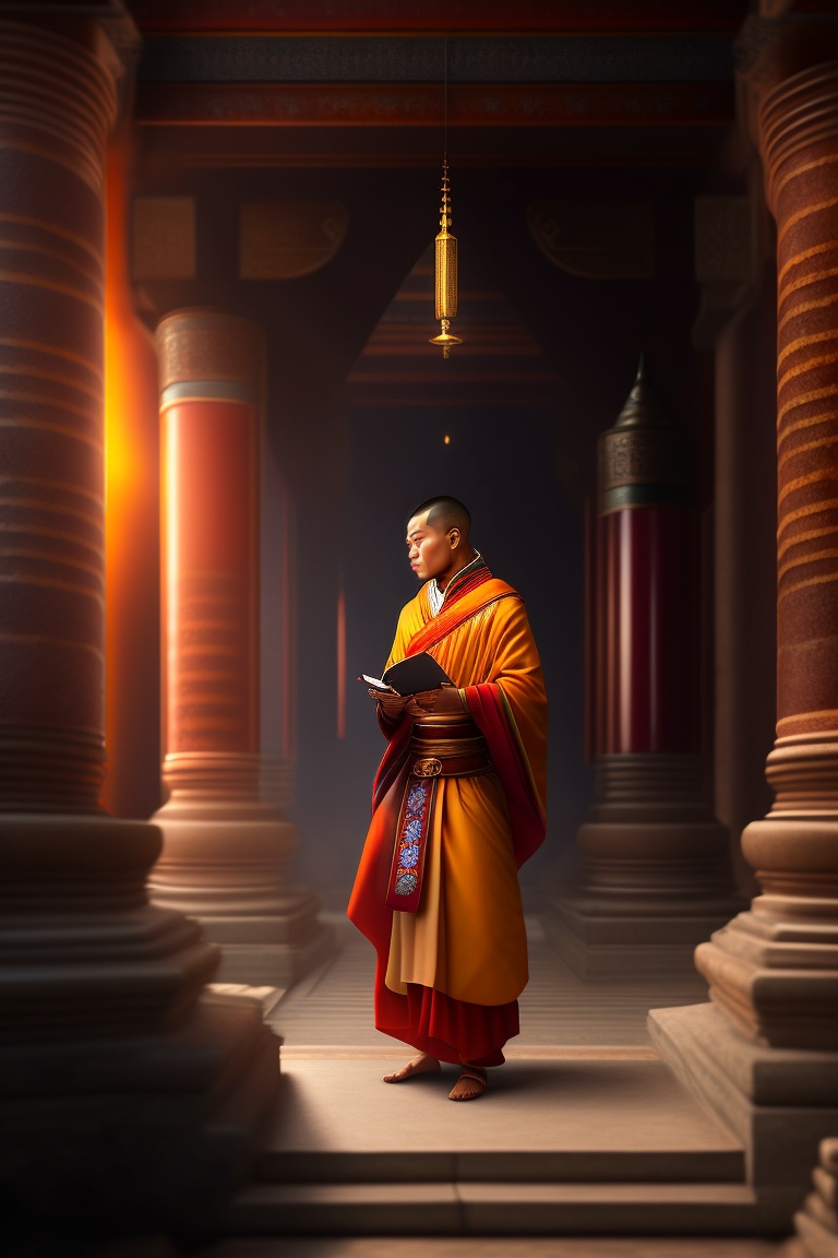Lexica - Monk master inside of a temple, high resolution, realistic, 4K