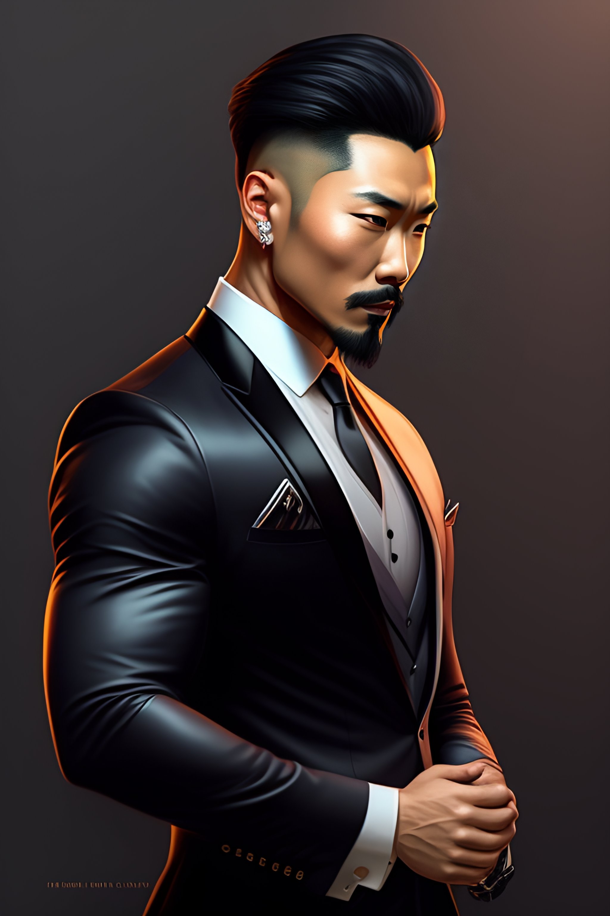 Lexica - A highly detailed illustration of fierce short black haired ...