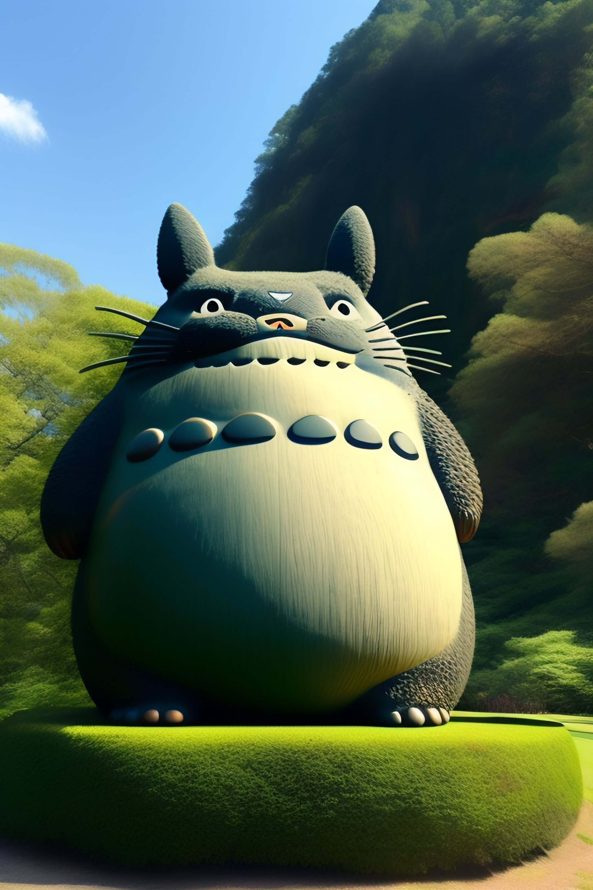 Lexica - A huge stone statue of Totoro