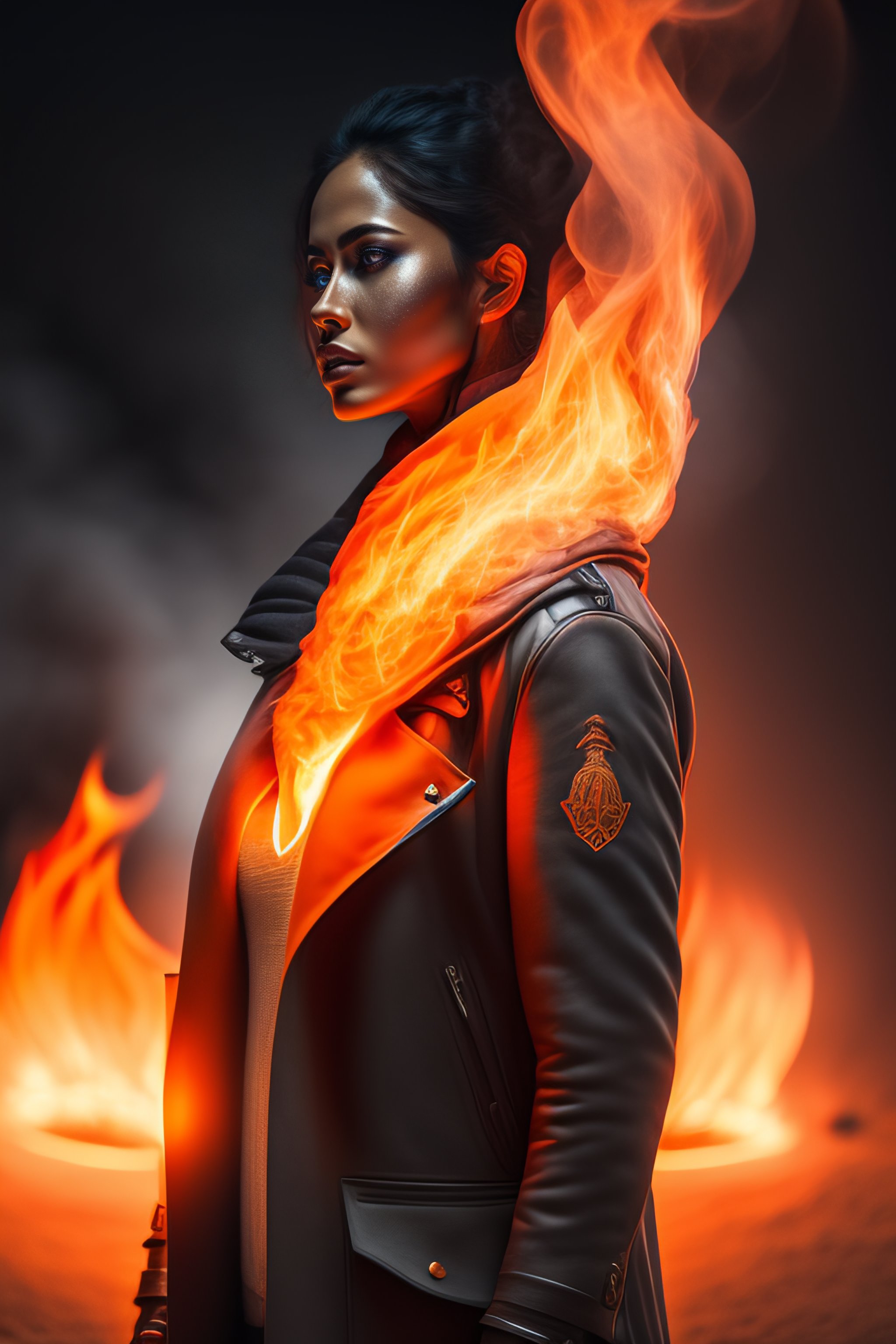 Lexica - A full-body portrait of a person made of fire, exhibition ...