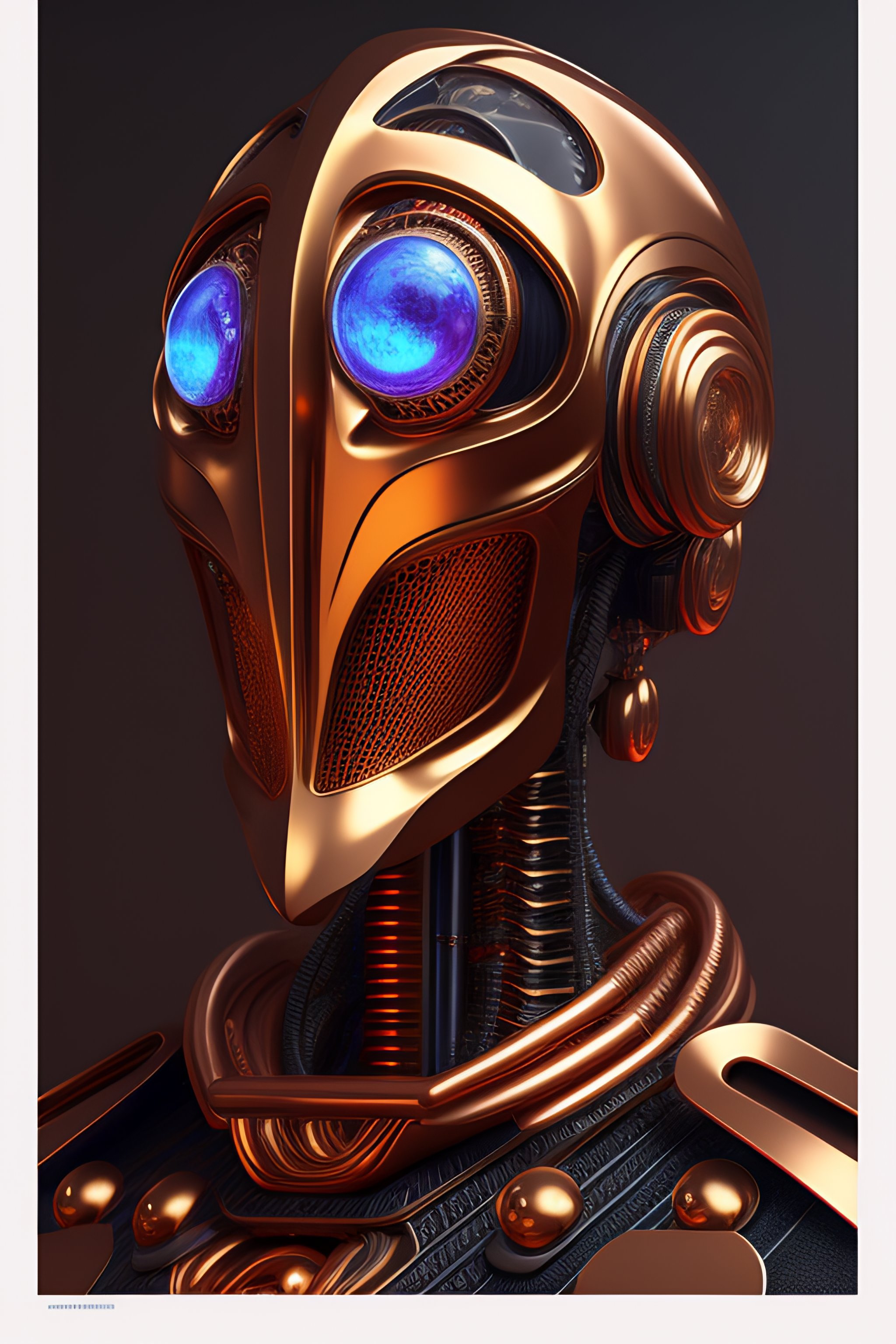 Lexica - Cinematic bust portrait of eldritch robot with biopunk design ...