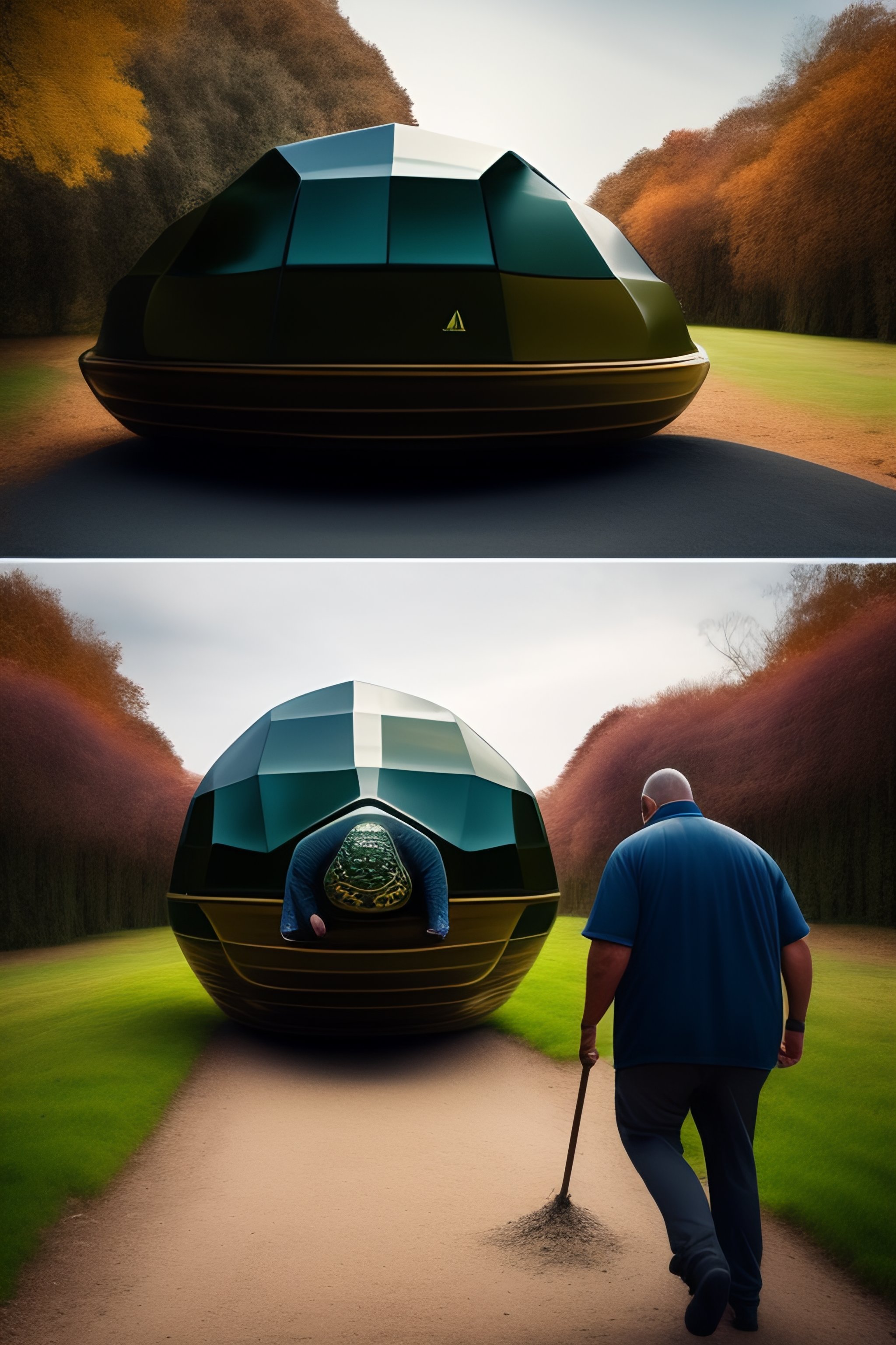 Lexica - Man transforming into a turtle