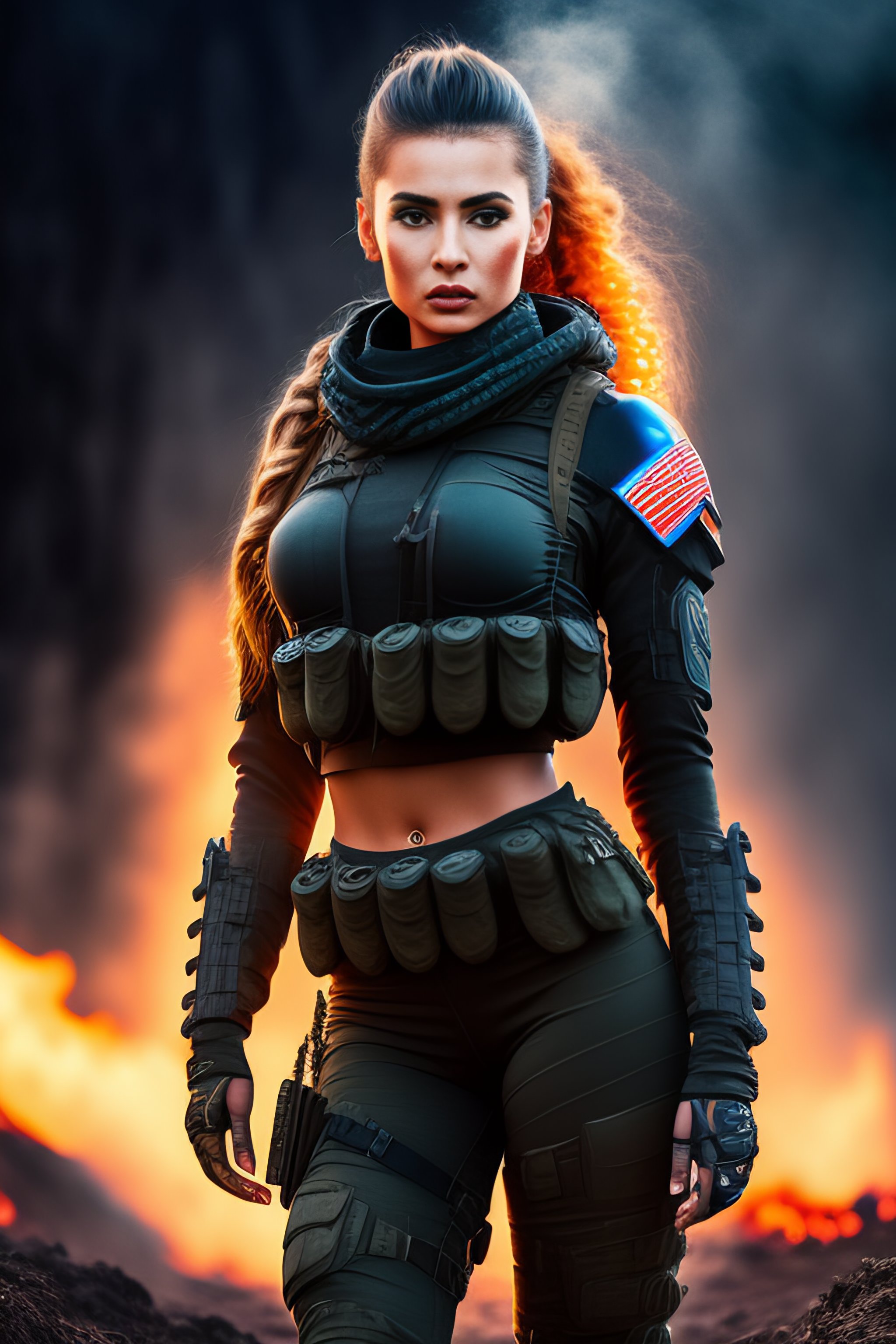 Lexica - A cyber beautiful Russian girl warrior in a burnt land ...