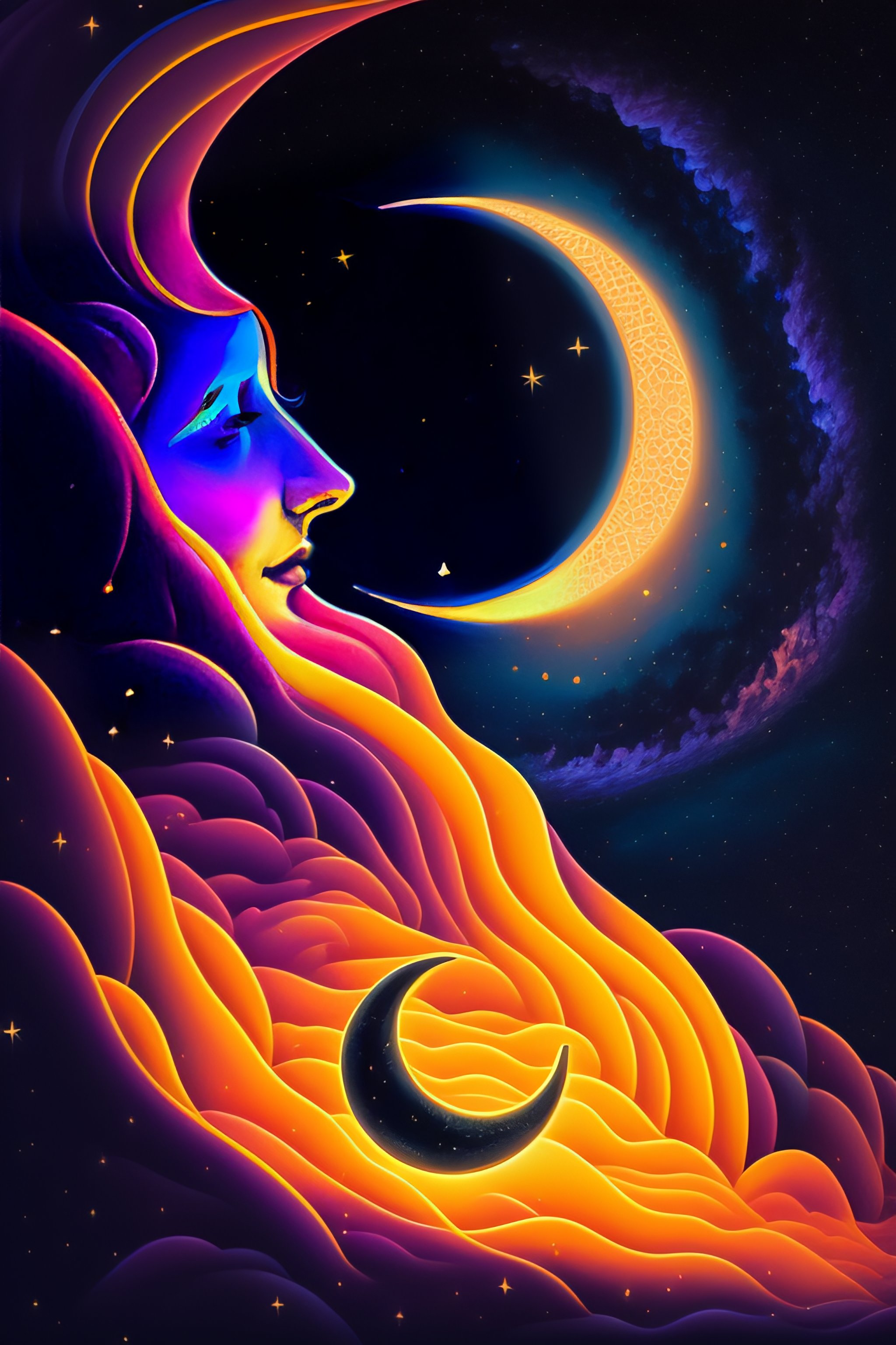 Psychedelic Crescent Moon