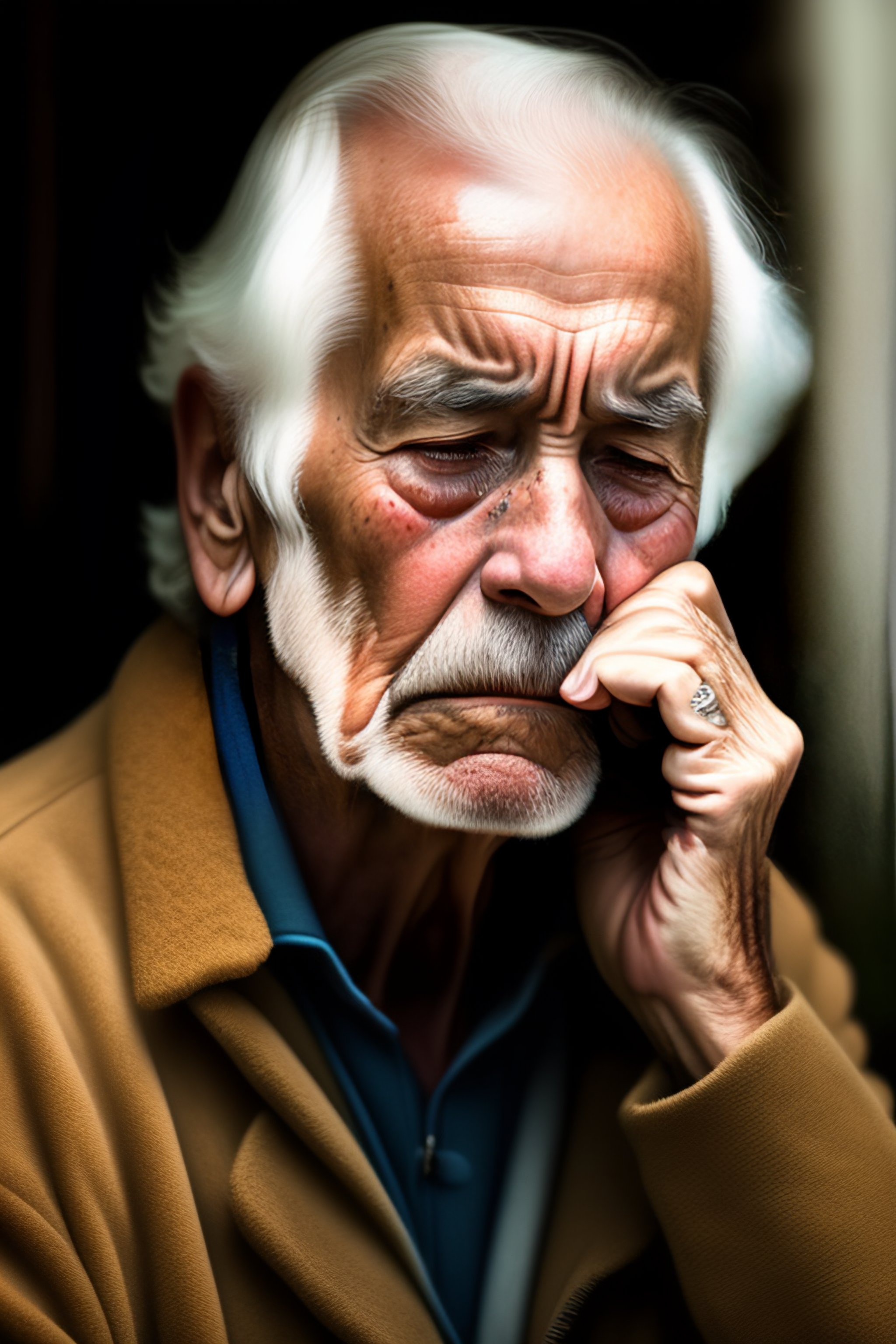 Lexica - Sad crying old man