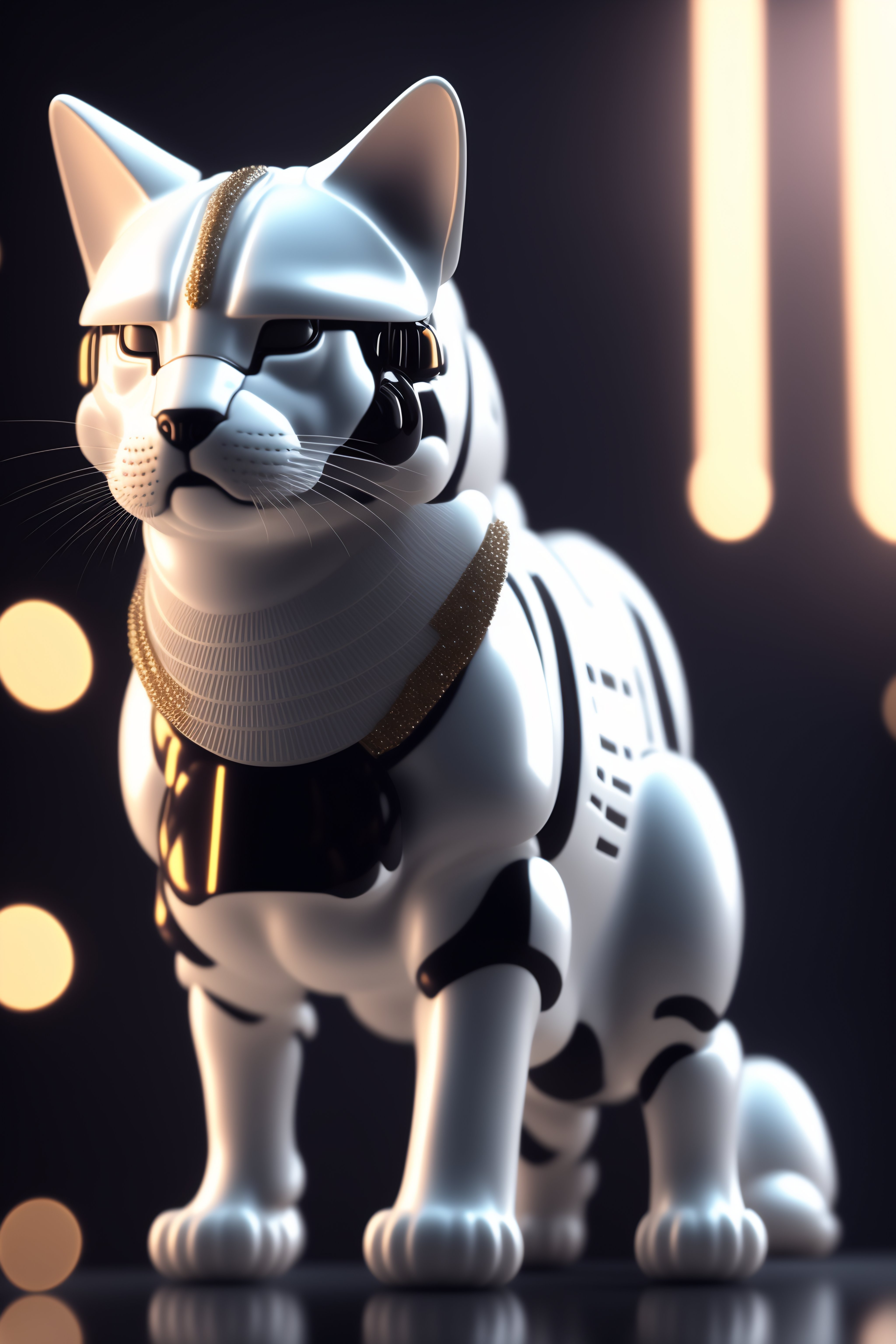 Lexica - Stormtrooper cat with Shiny black armor, in a star destroyer ...