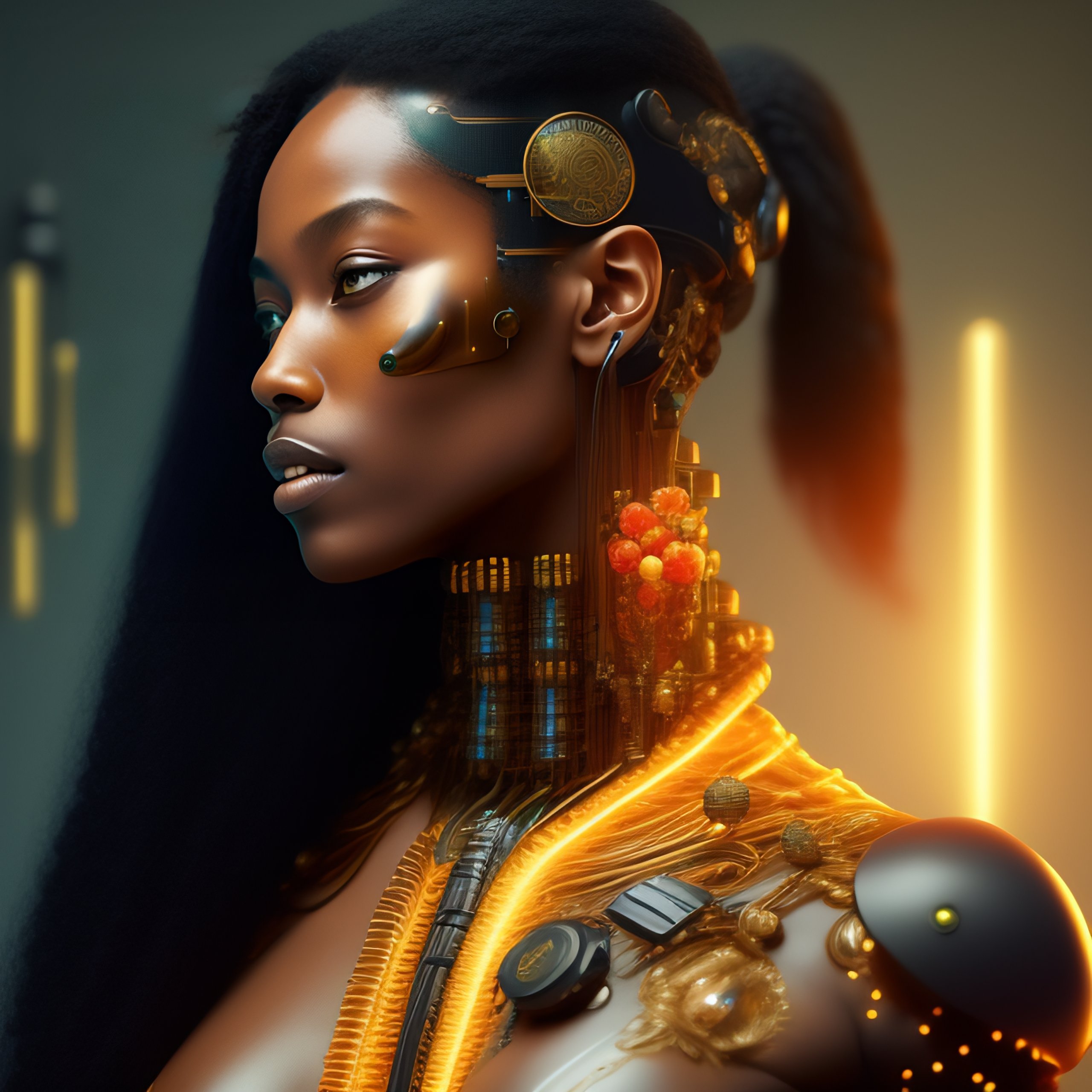 Lexica - 2D image of cyborg human evolved with biotechnology and based ...