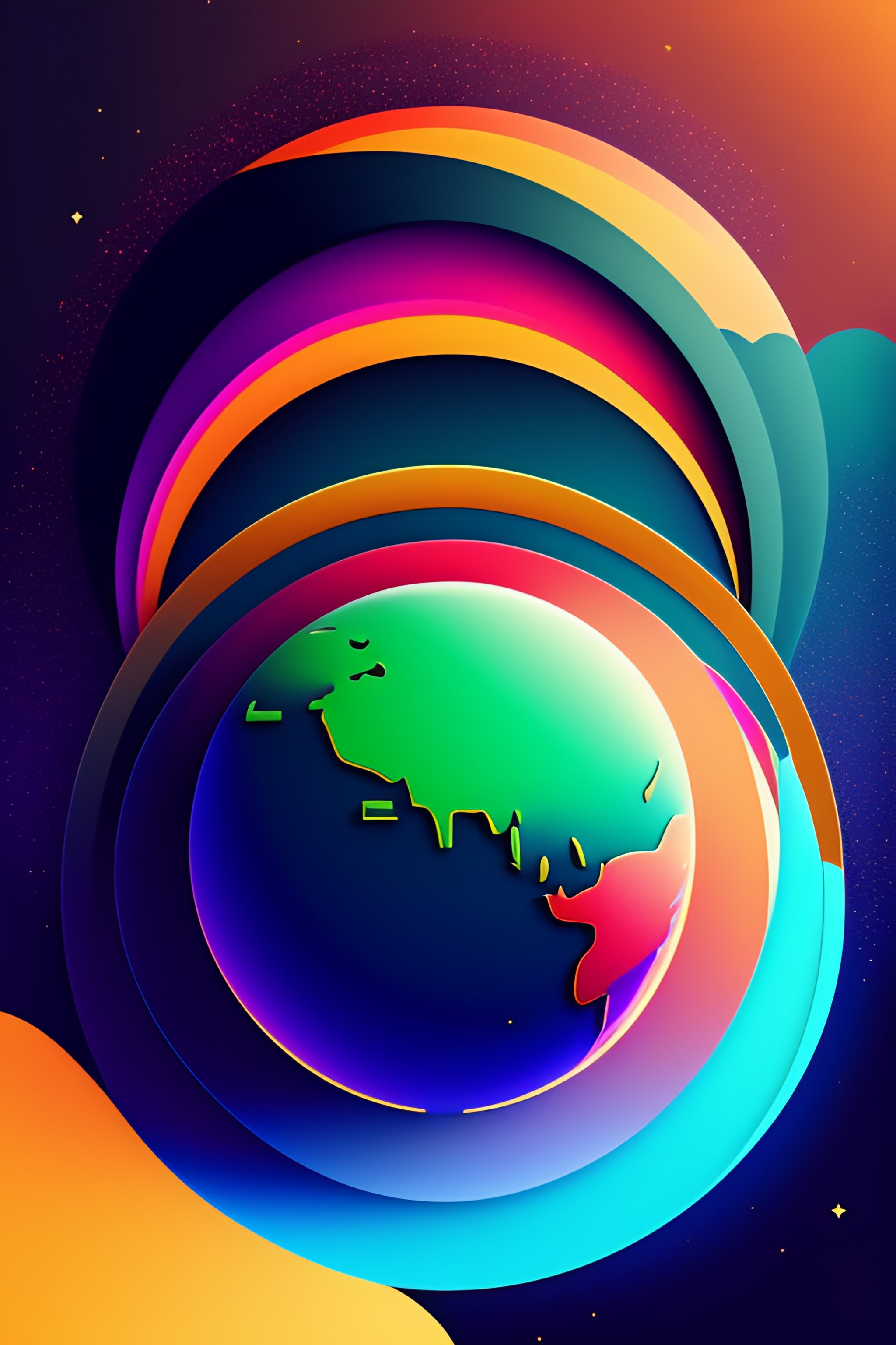 Lexica - Earth globe with layers, clean lines, simple vector art, 2d ...