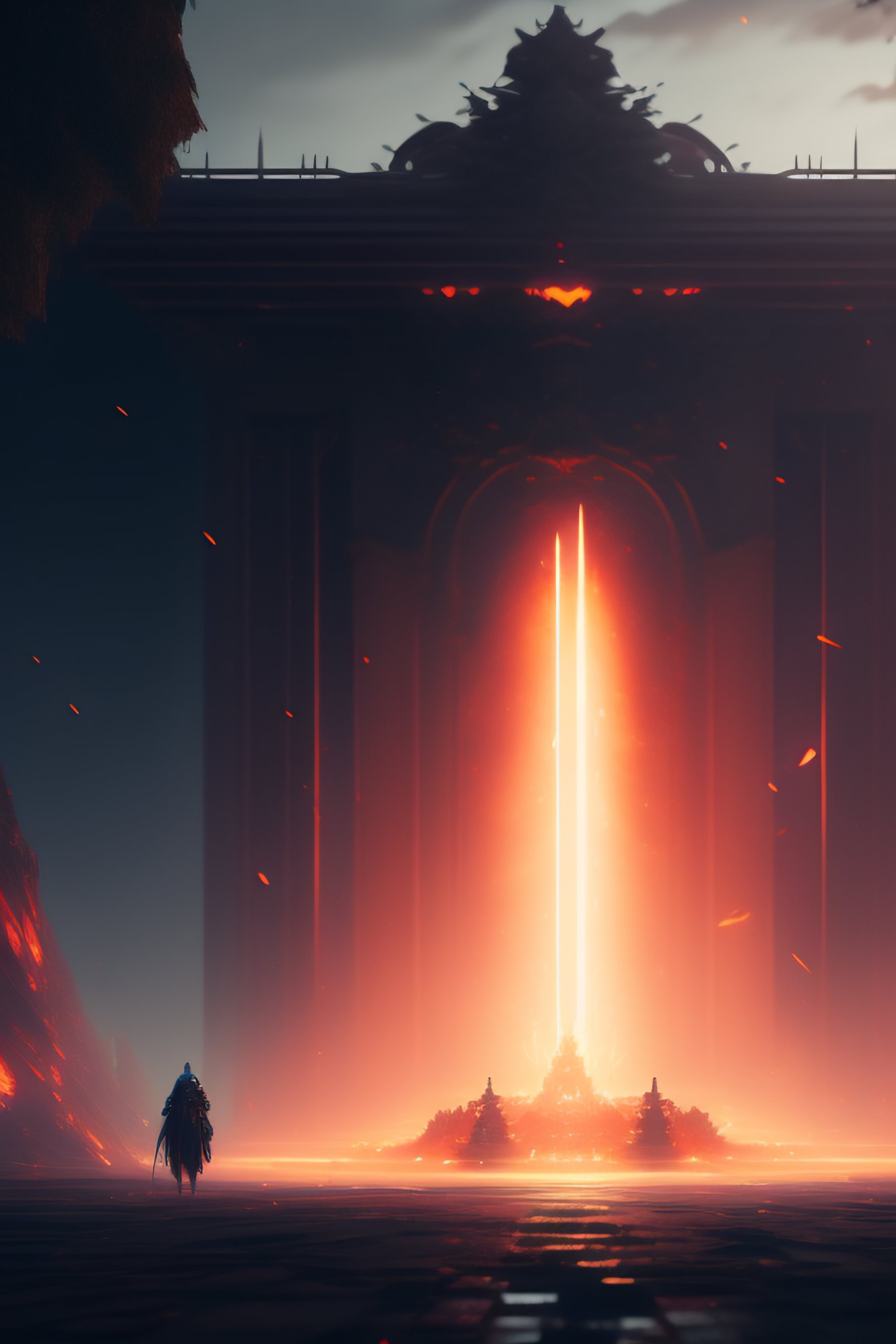 Lexica - A pure glowing god versus bloody ashes devil, digital art ...