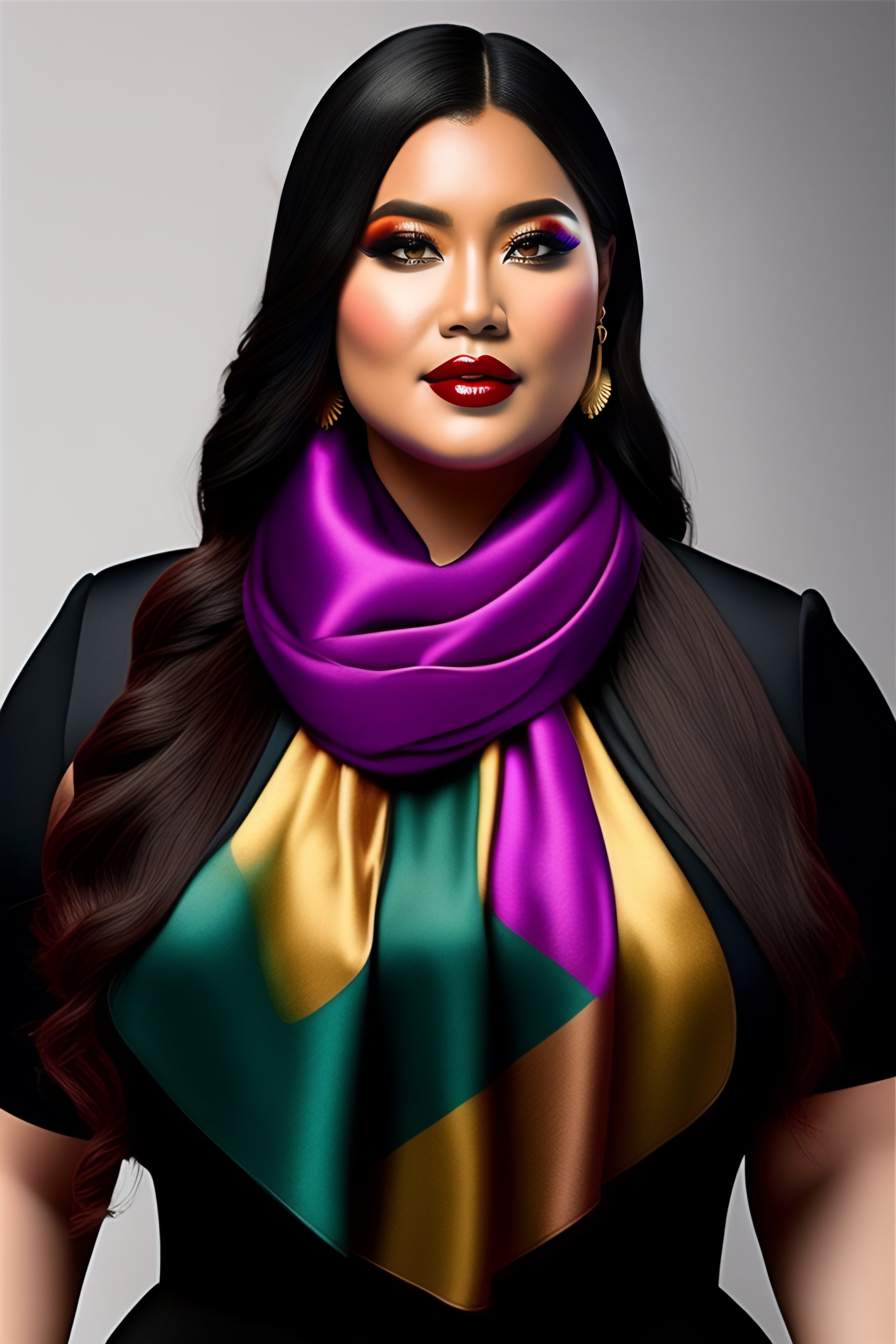 Lexica - Gothic plus size beautiful women fashion show with scarf 3d ...