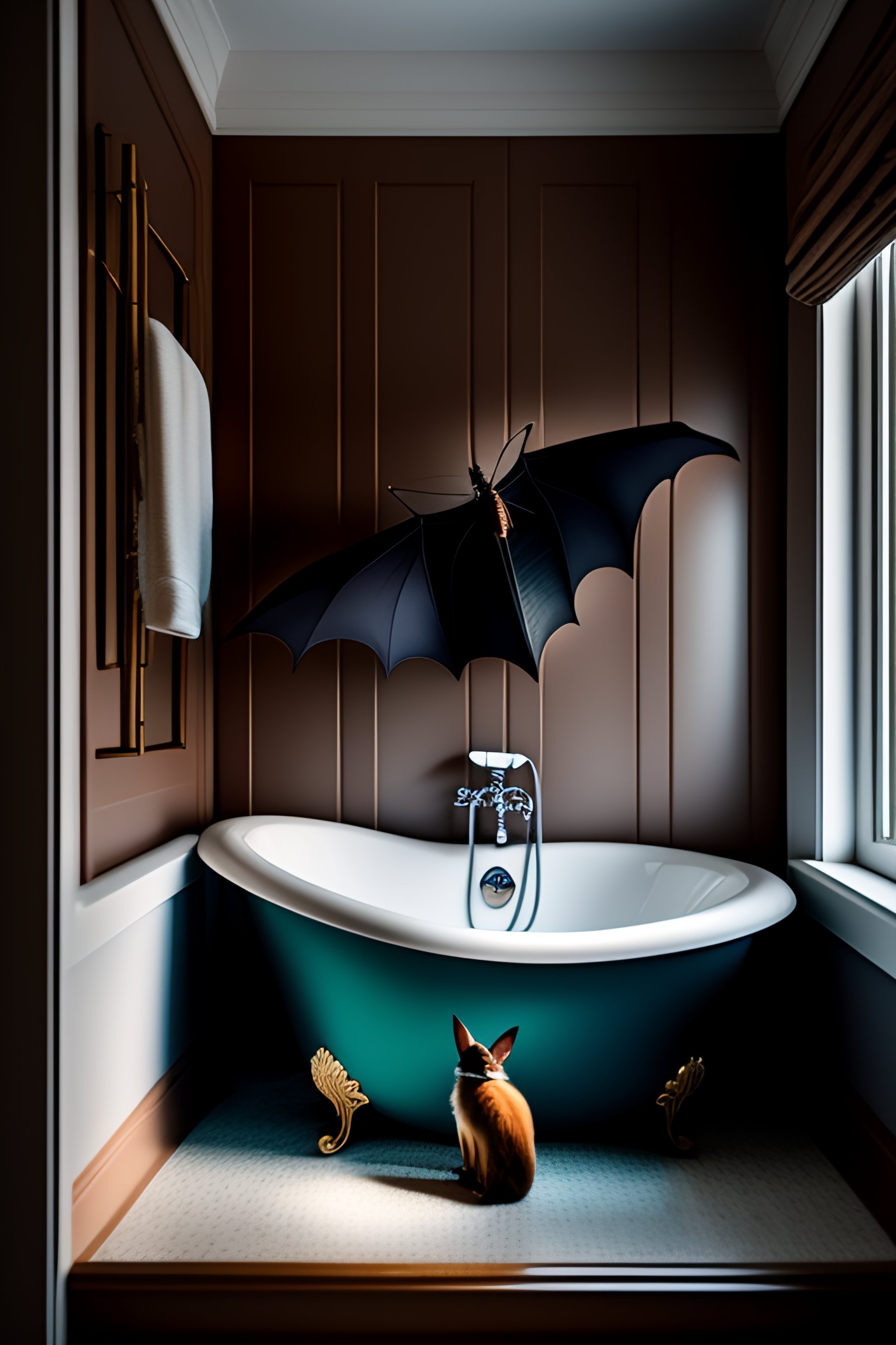 Lexica - Bat living in a bathroom
