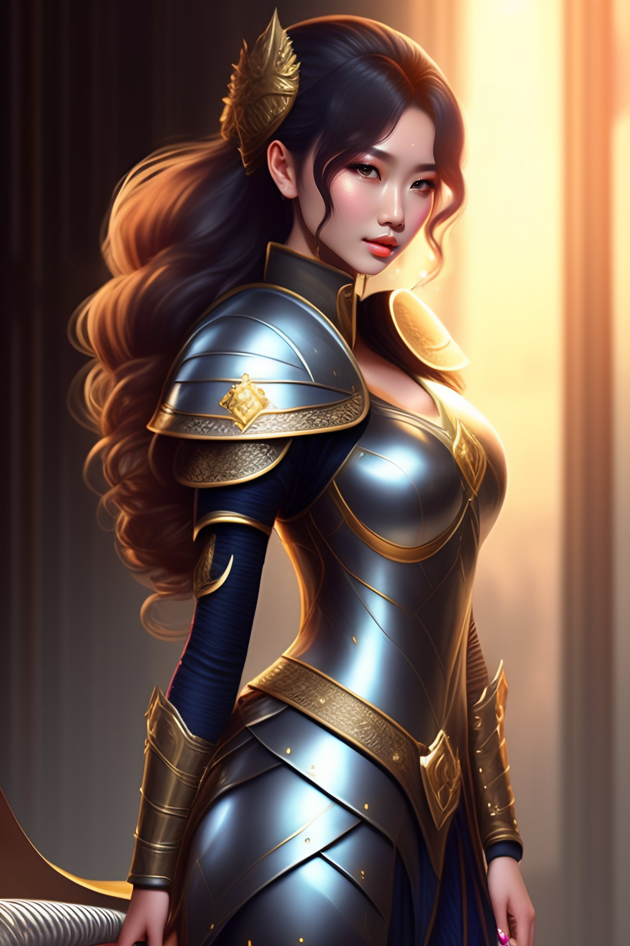 Lexica - Knight girl try to wearing a cloth waifu diffusion