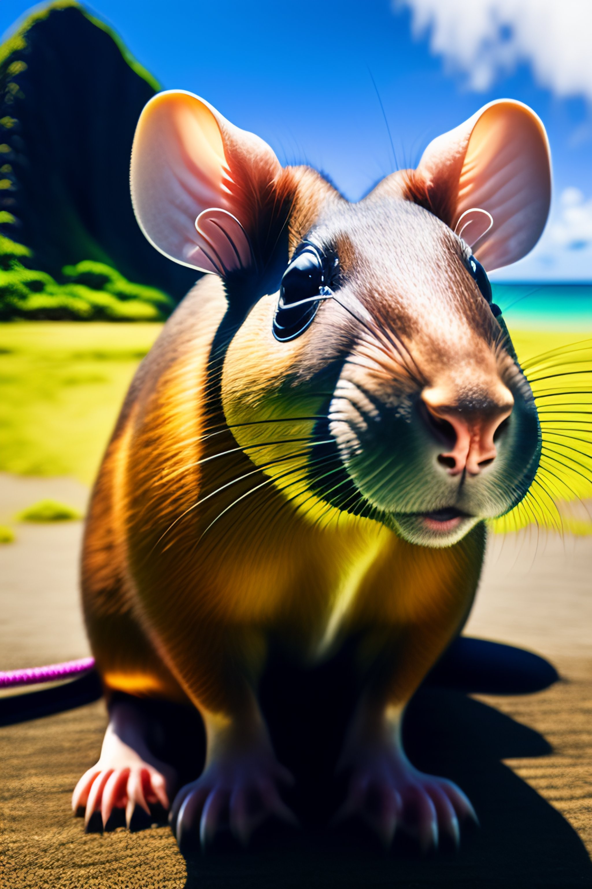 Lexica - Big rat,wearing plastic,in a big island