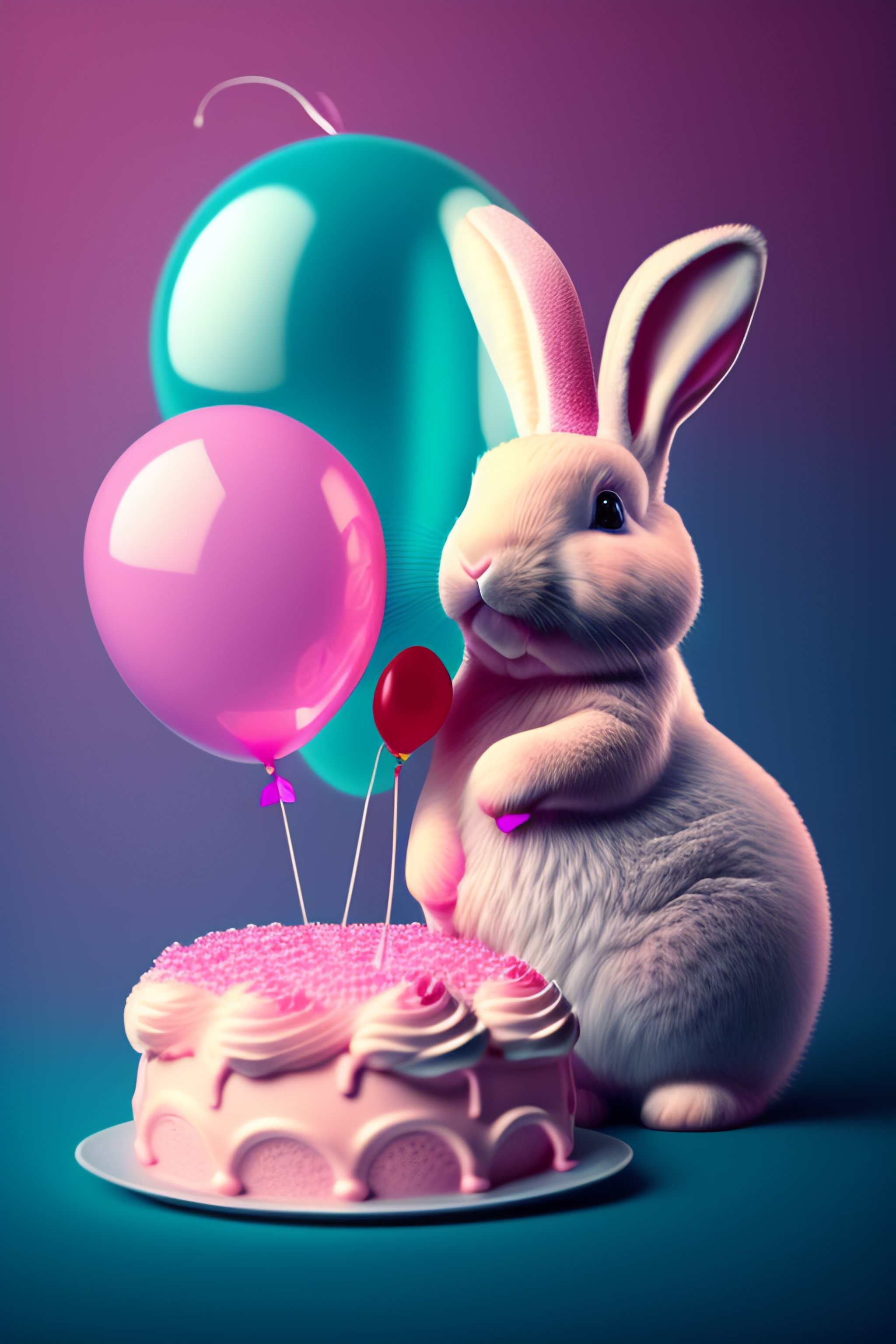 Lexica - Cute little pink bunny and funny elephant celebrating birthday ...