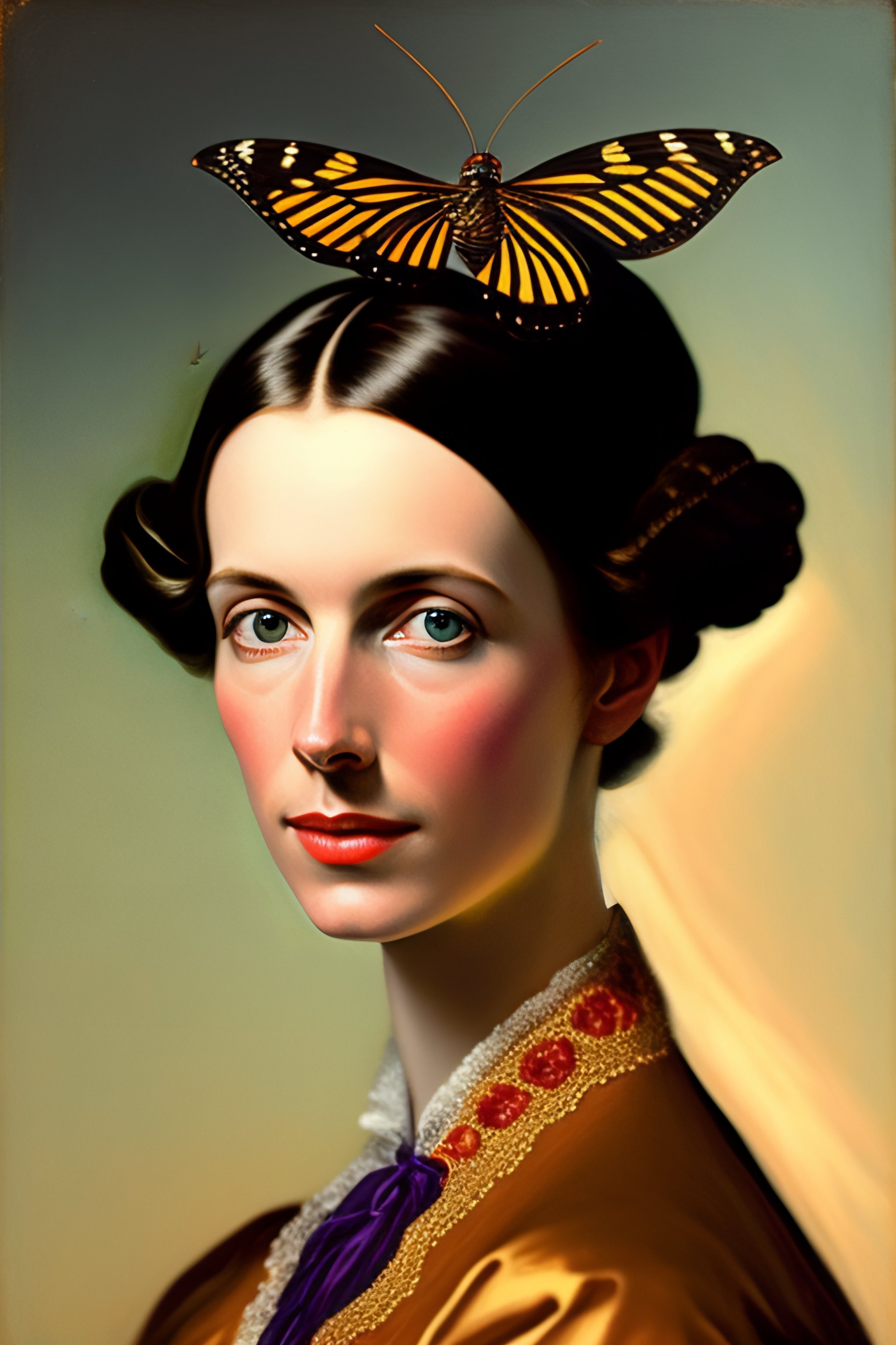 Lexica - Emily dickinson portrait as a zombie among worms butterflies ...