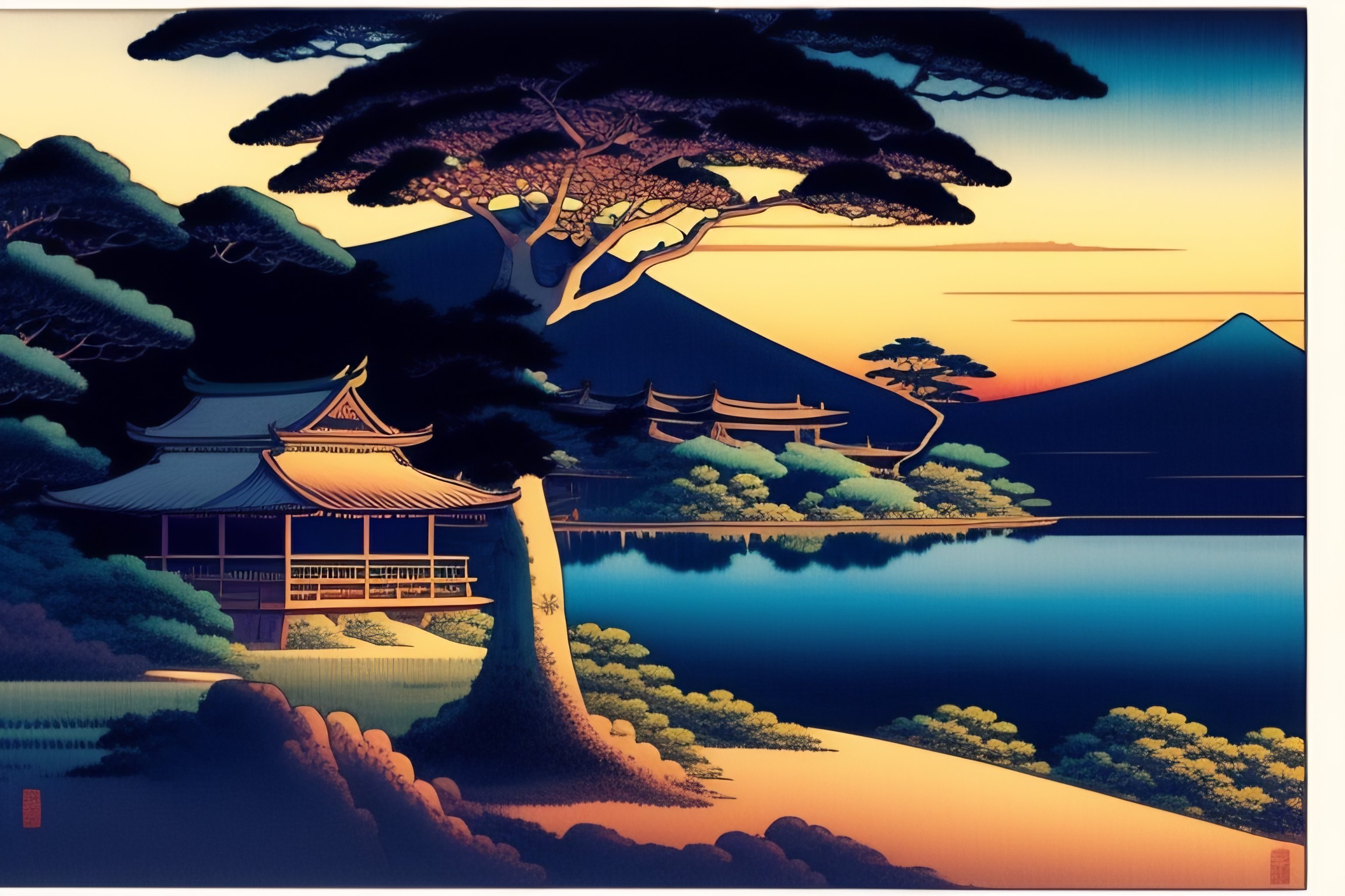 Lexica - Mango tree in the moonlight by hokusai, studio ghibli ...
